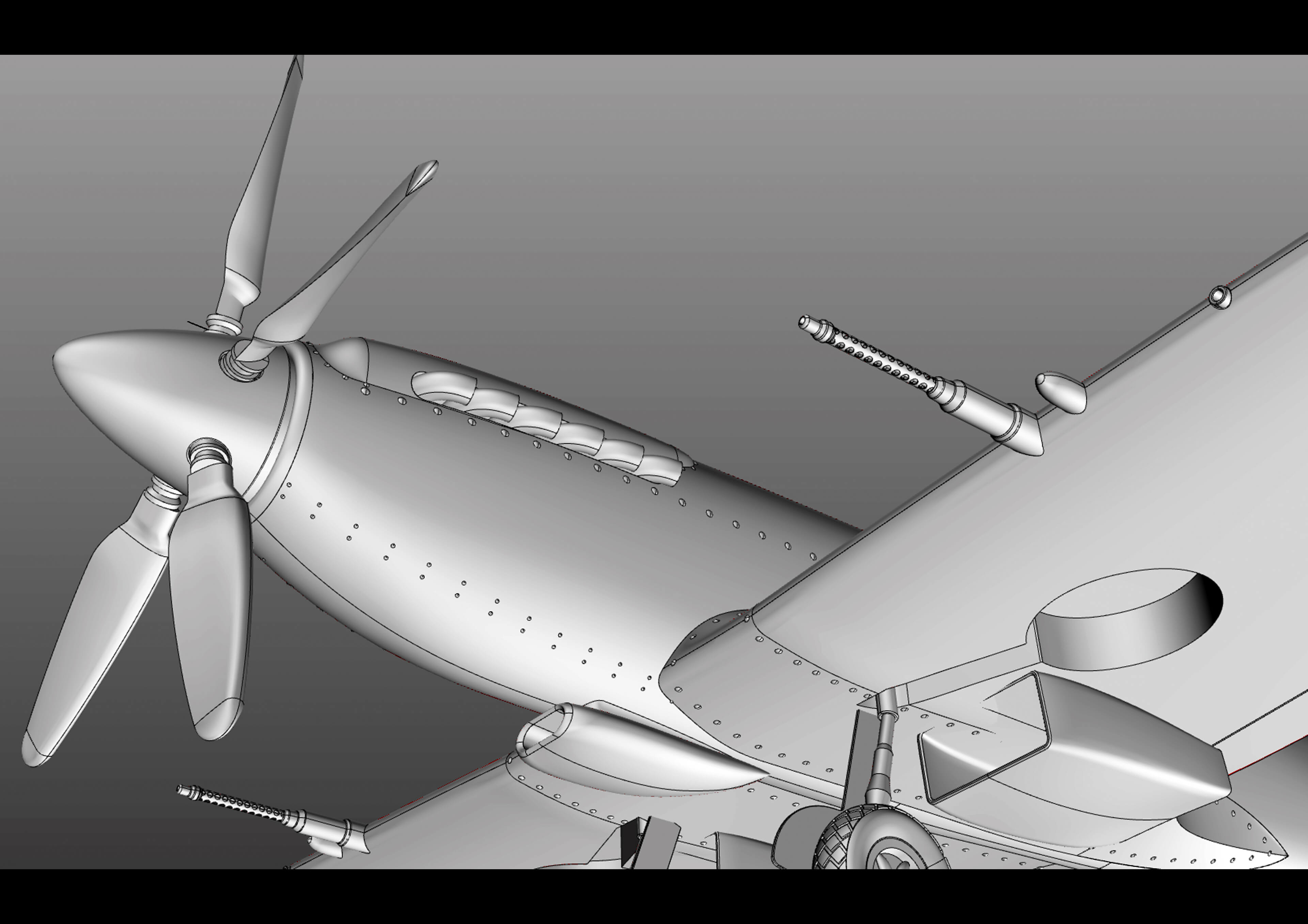 Fighter British Spitfire - 3D Model by BsTen