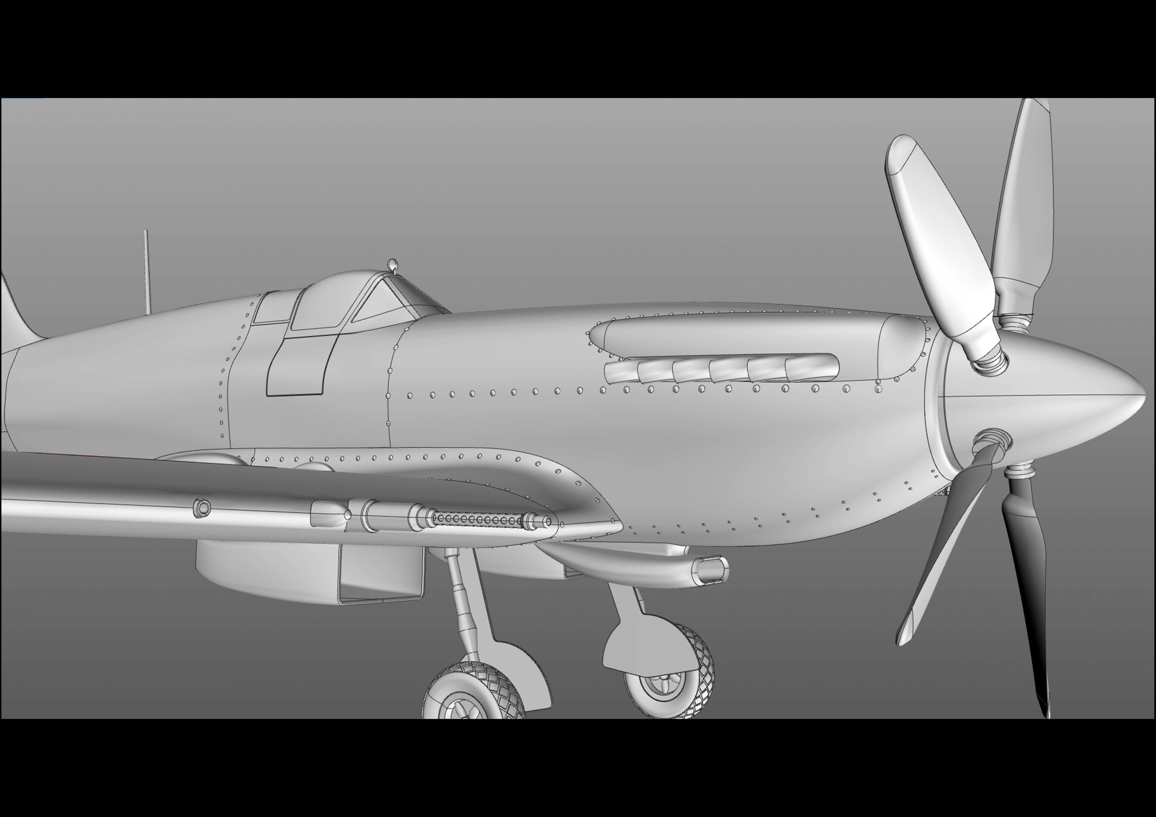 Fighter British Spitfire - 3D Model by BsTen
