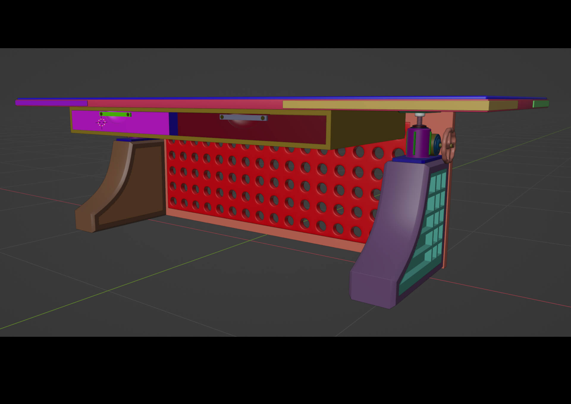 Massivetable Desk With Glass Top - 3D Model by BsTen
