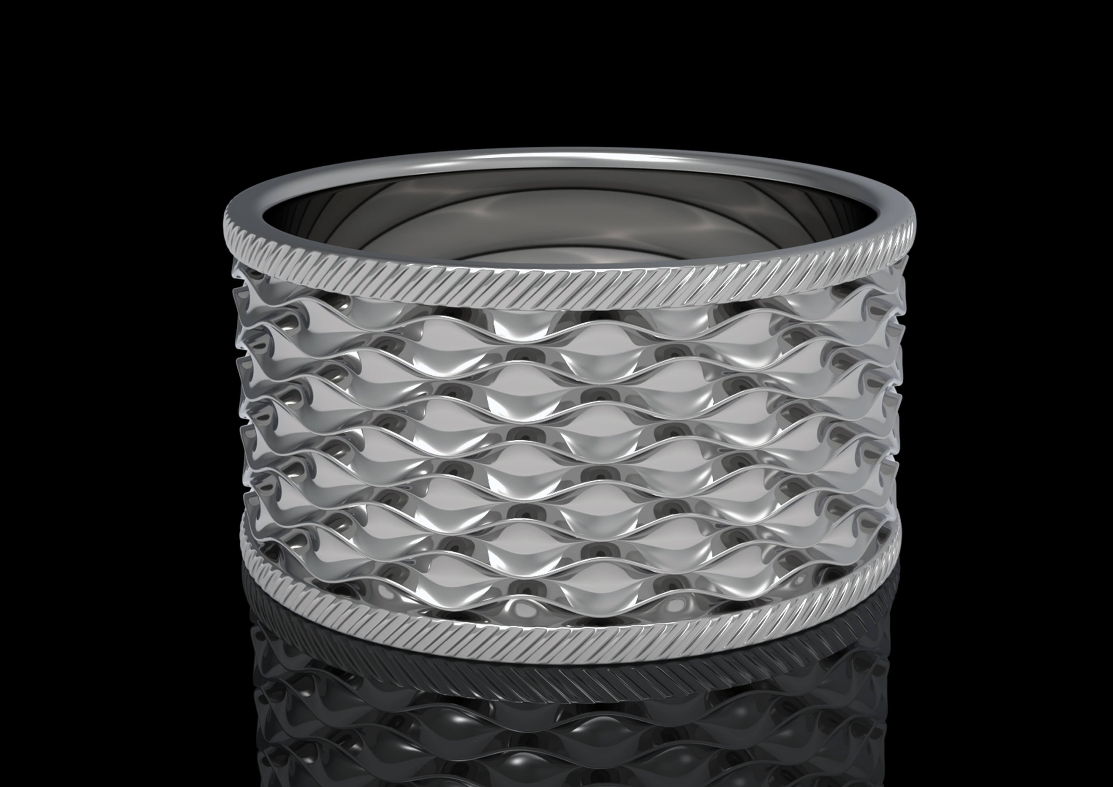 Ringstone Silver Ring With Diamonds - 3D Print Model by BsTen