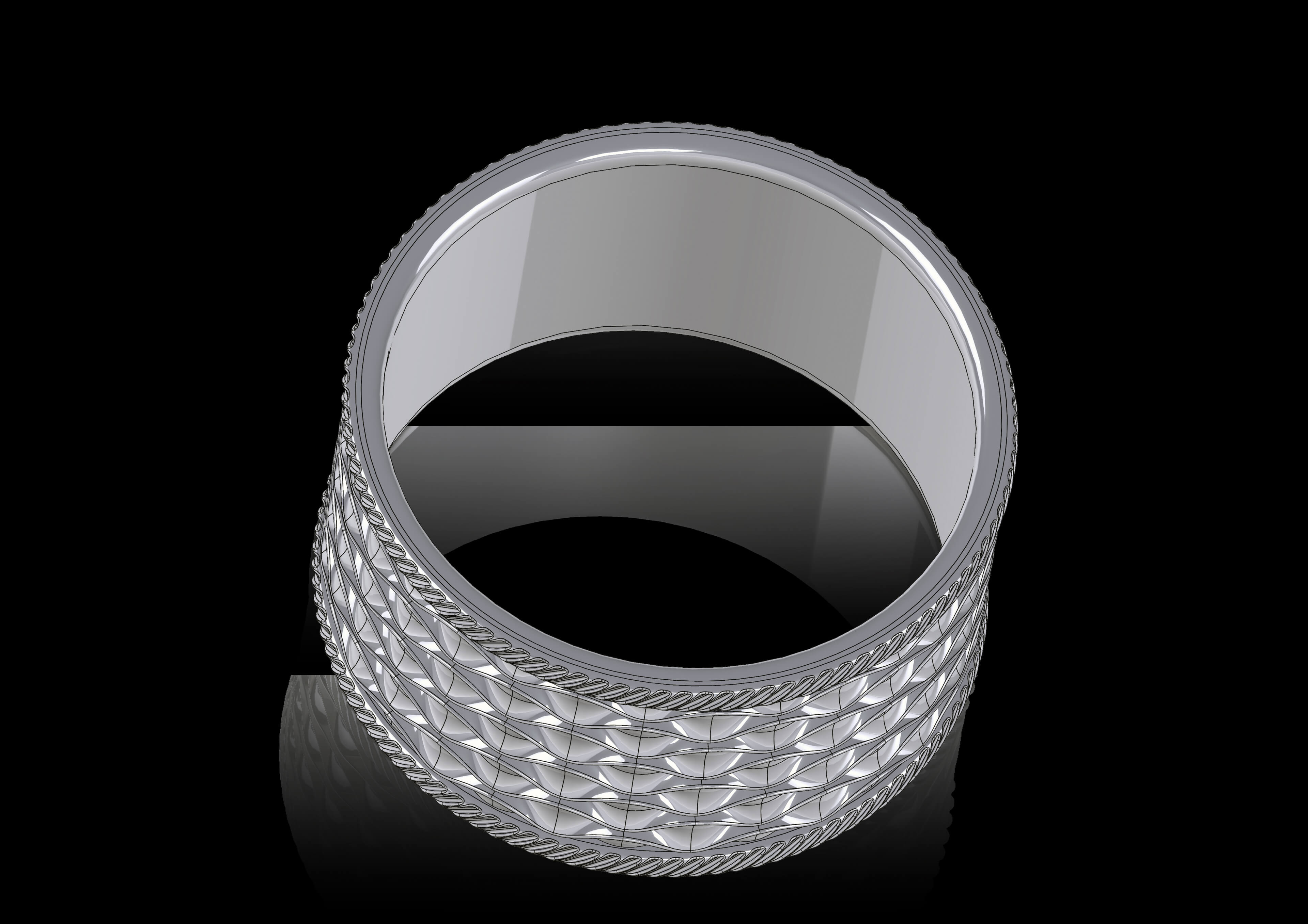 Ringstone Silver Ring With Diamonds - 3D Print Model by BsTen