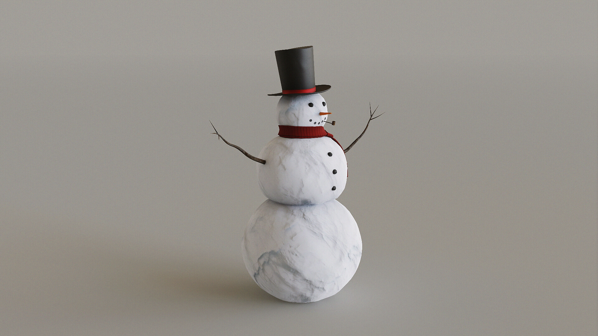 Snowman Wearing a Top Hat - 3D Model by BSW2142