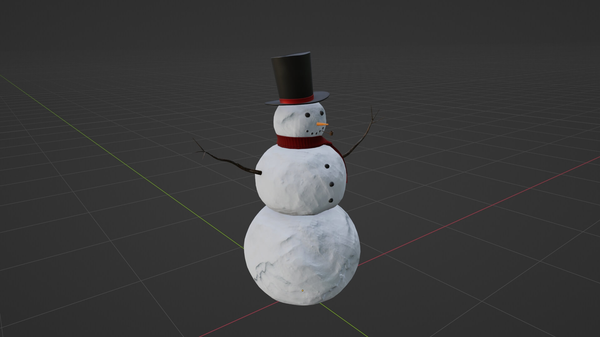 Snowman Wearing a Top Hat - 3D Model by BSW2142