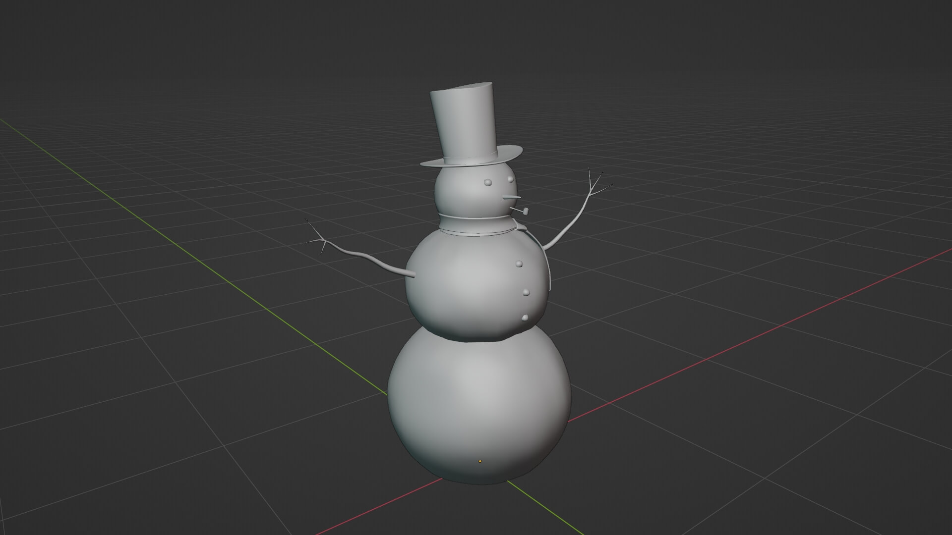 Snowman Wearing a Top Hat - 3D Model by BSW2142