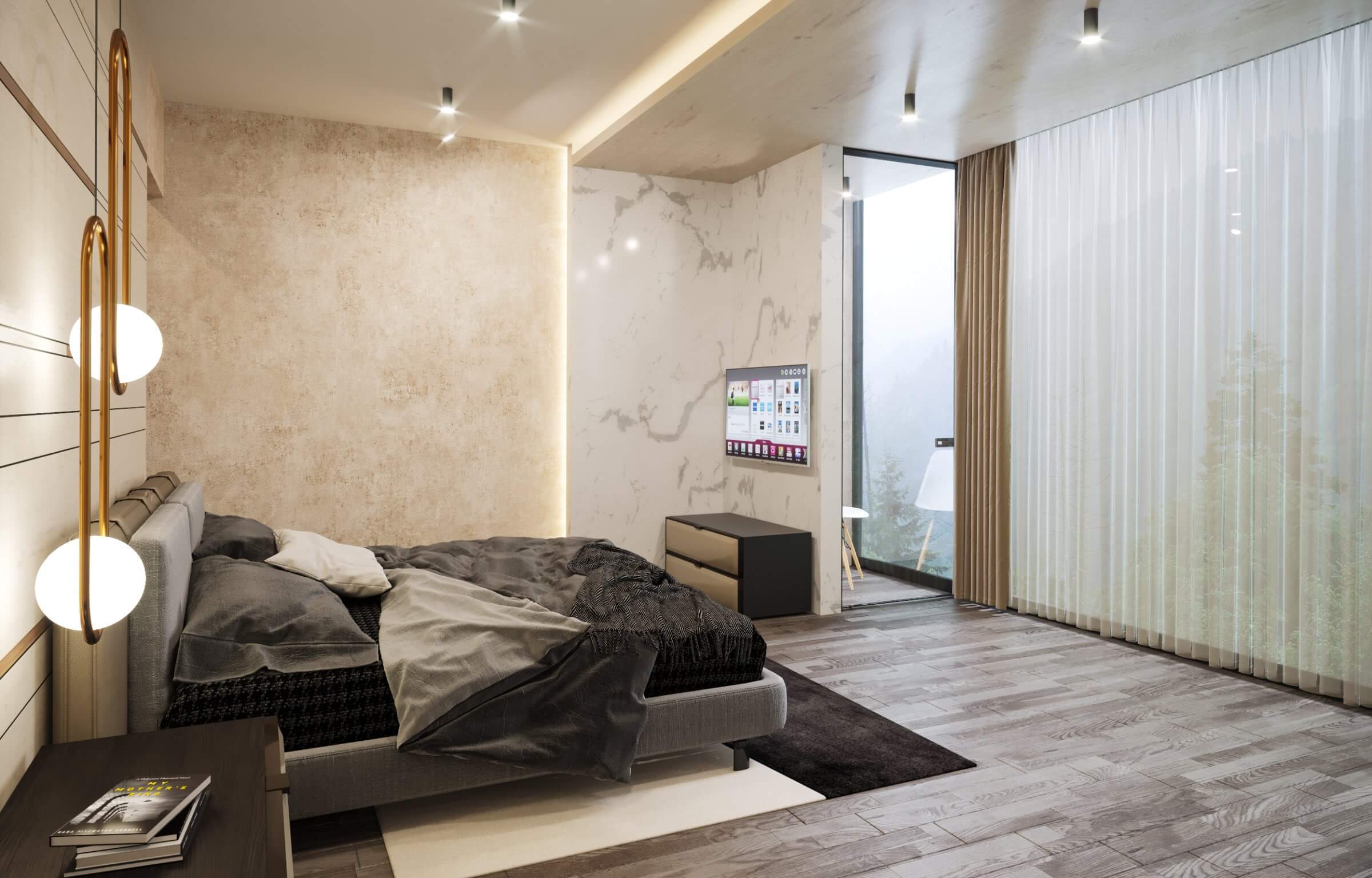 Modern Bedroom Scene - 3D Model by BTVisuals