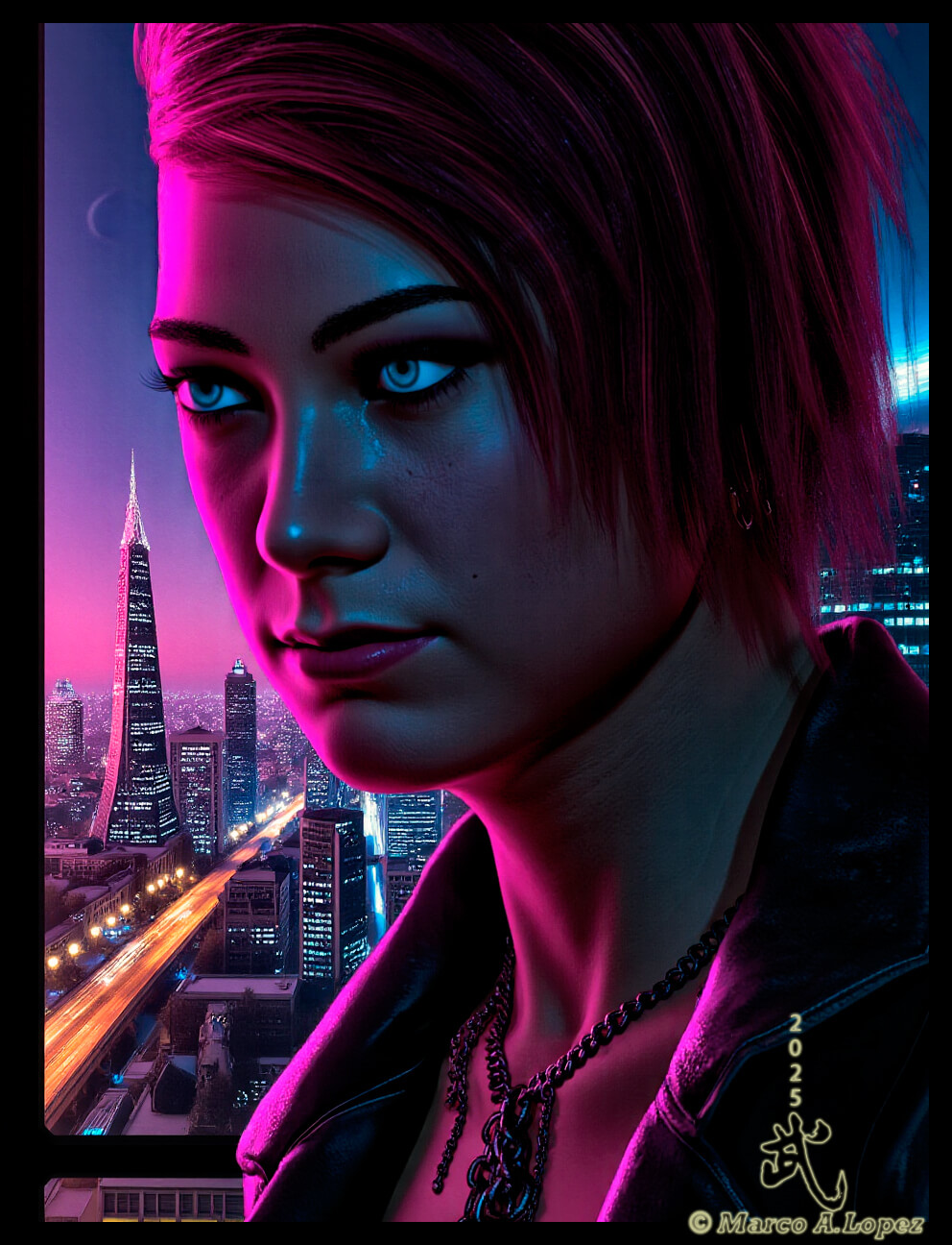 Elena Portrait Cyberpunk 2025 3D Render, Digital Art by bu_es