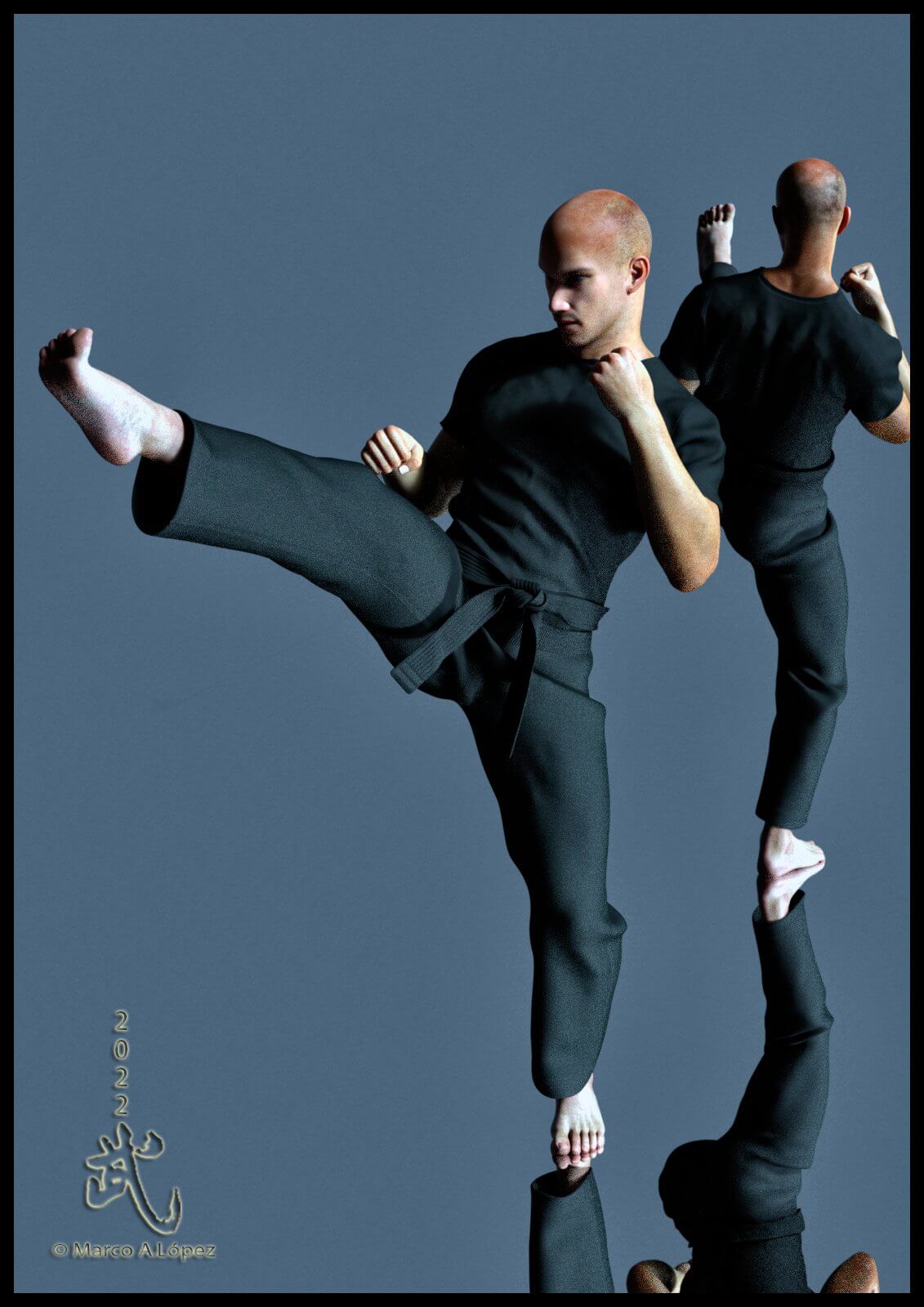 Mae Geri ( Front Kick) 3D Render, Digital Art by bu_es