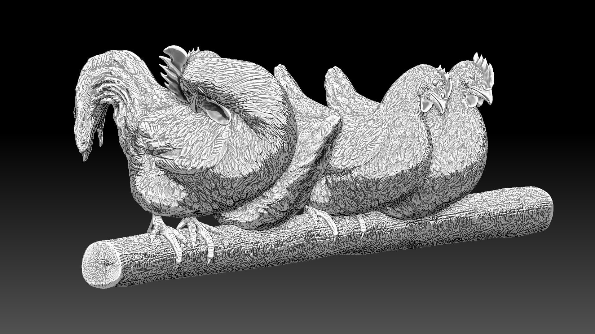 Chickens for 3Dprinting - 3D Model by Buncic