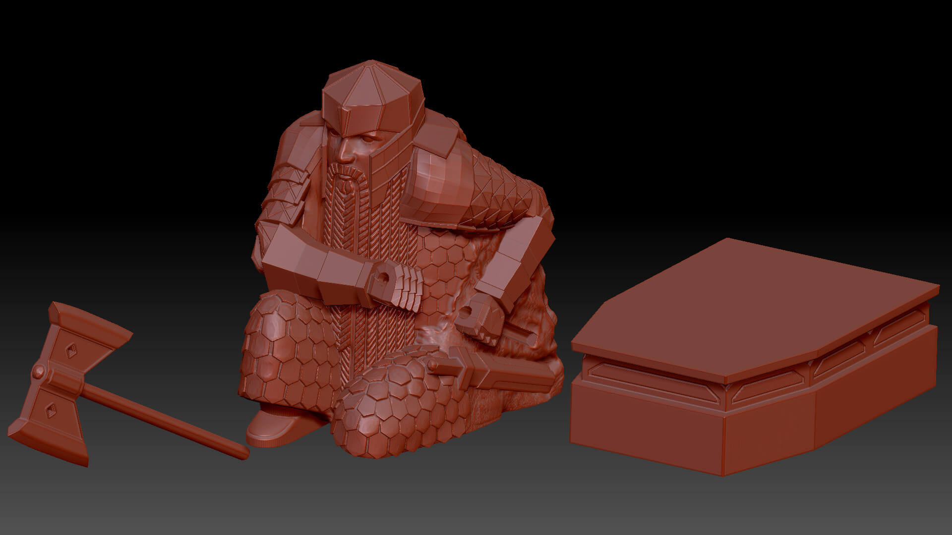 Dwarf Guardian Statue of Erebor - 3D Model by Buncic
