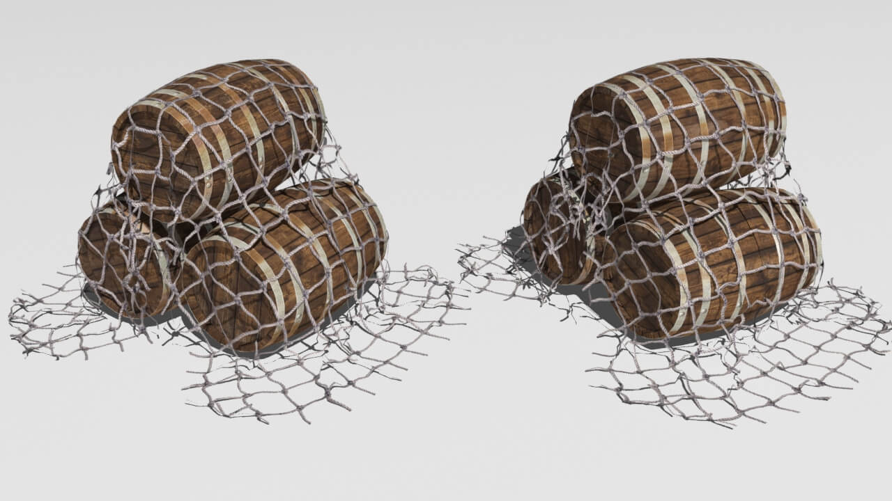 Fish Net and Barrels - 3D Model by Buncic