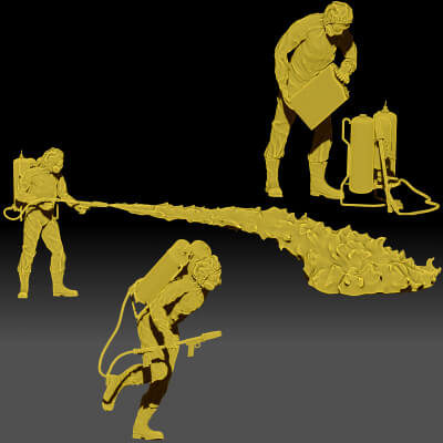 Flamethrower Soldiers - 3D Model by Buncic