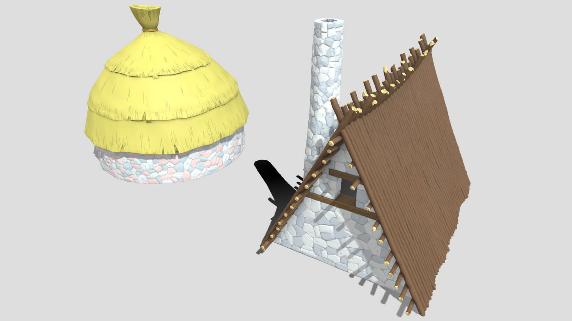 Gaul Village Houses - 3D Model by Buncic