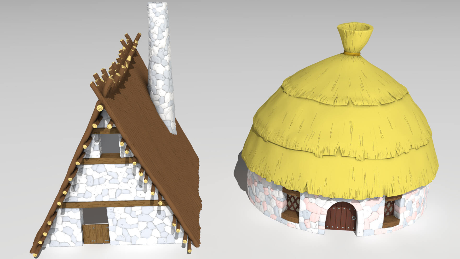 Gaul Village Houses - 3D Model by Buncic