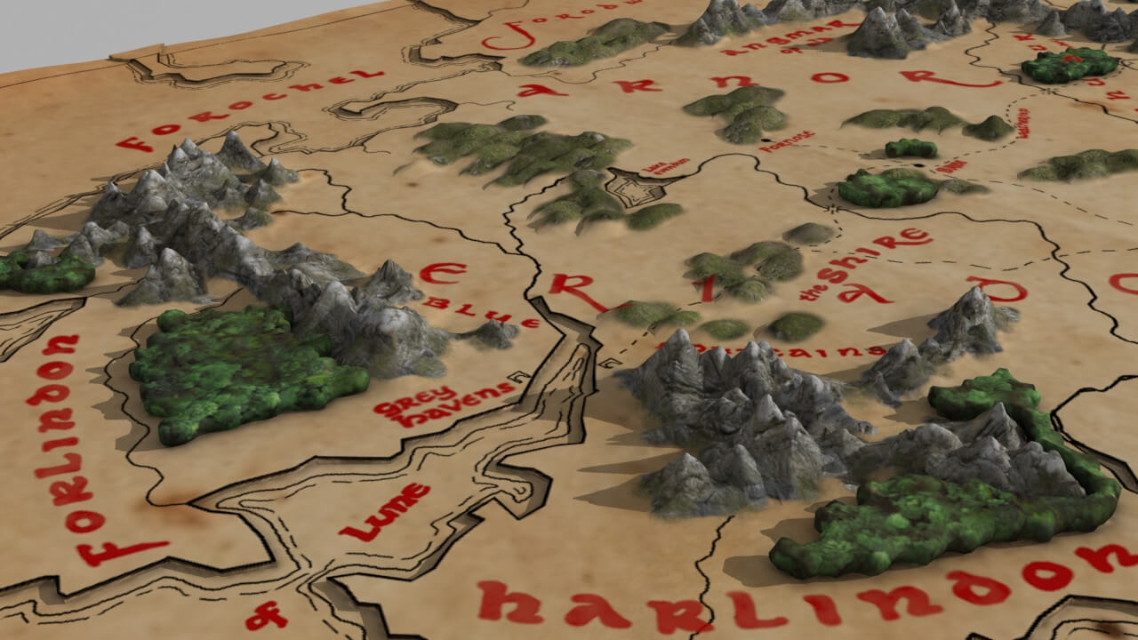 Map of Middle Earth - 3D Model by Buncic