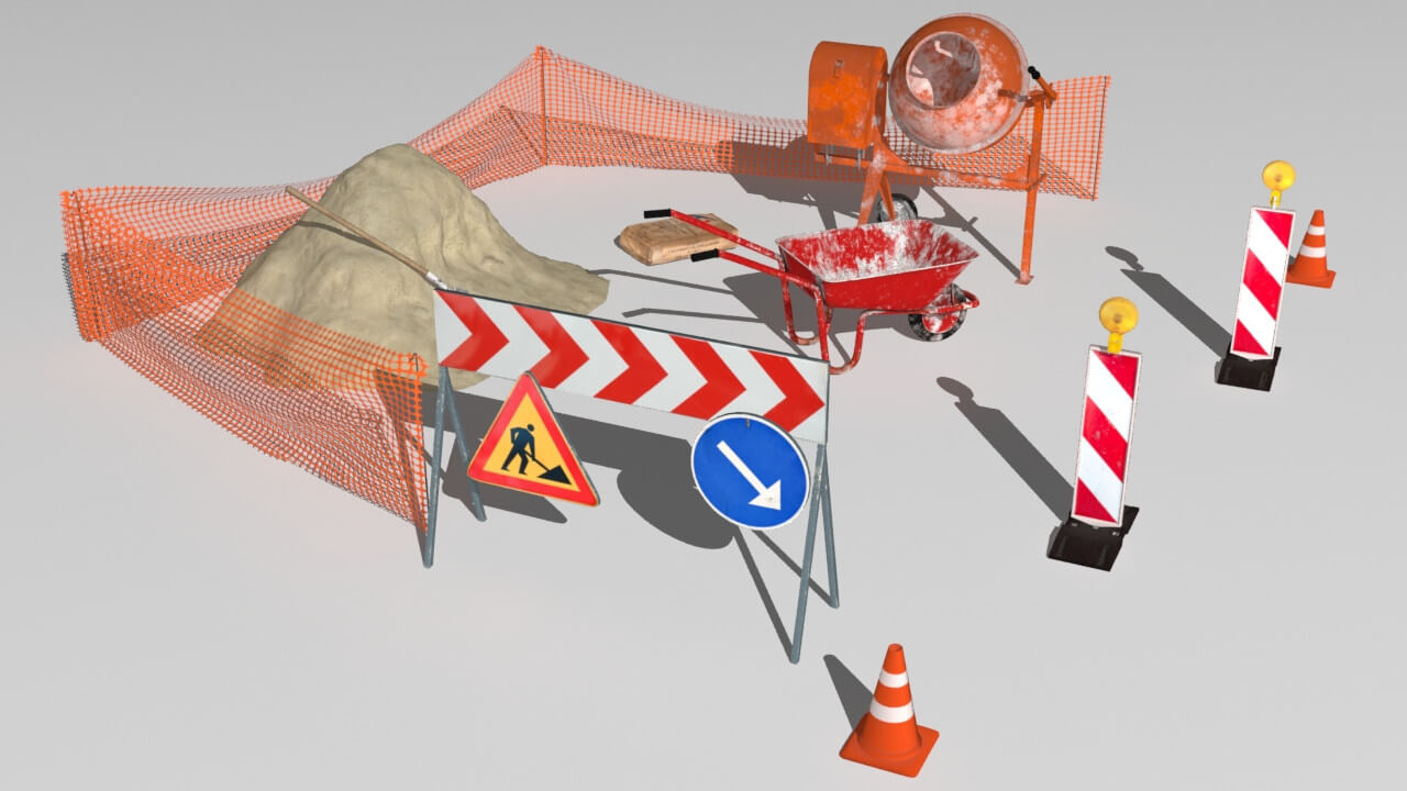 Roadwork Construction - 3D Model by Buncic