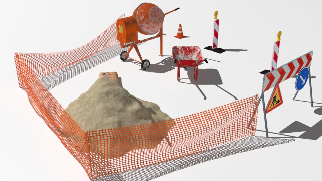Roadwork Construction - 3D Model by Buncic