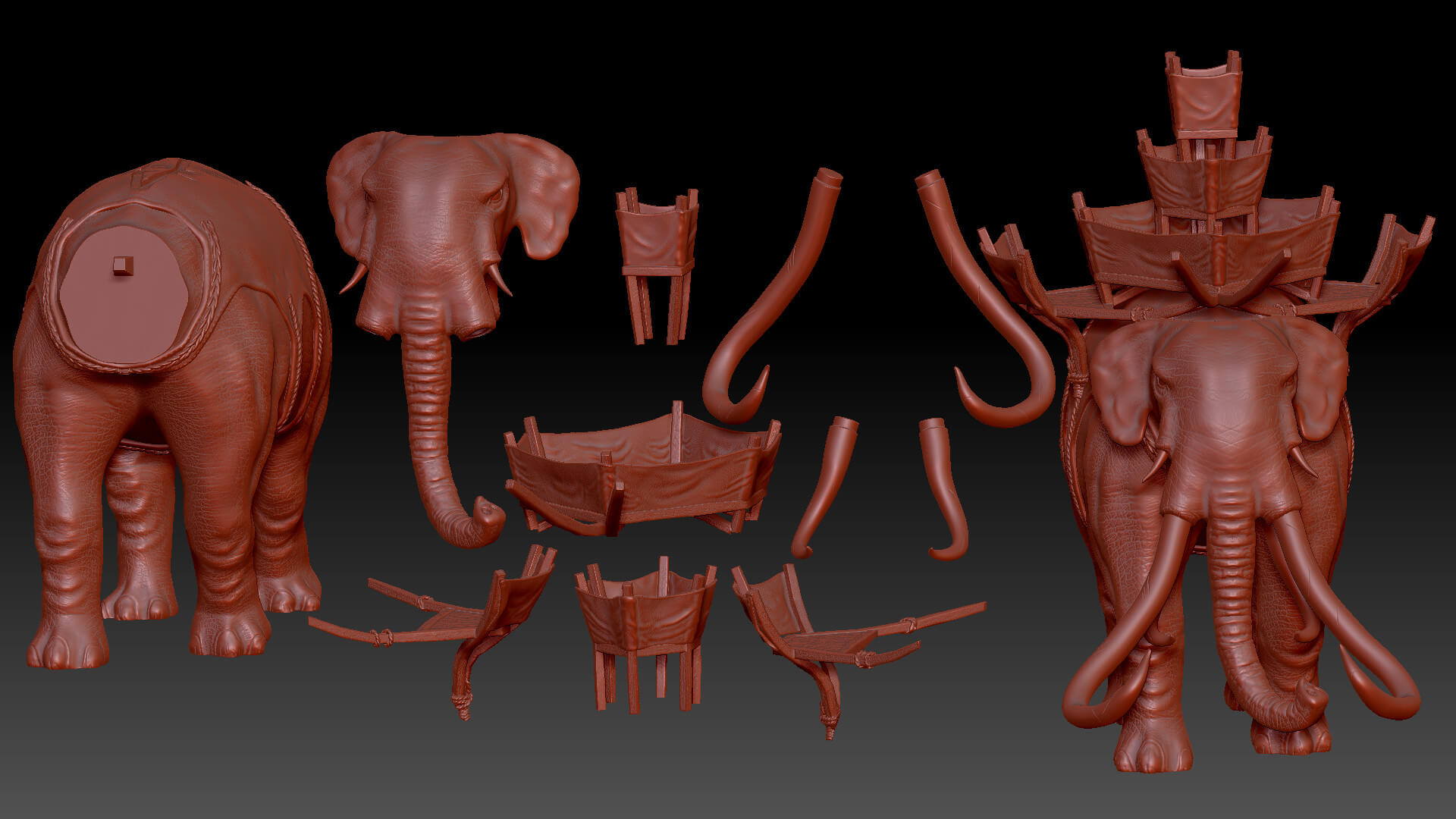 War Elephants - 3D Model by Buncic