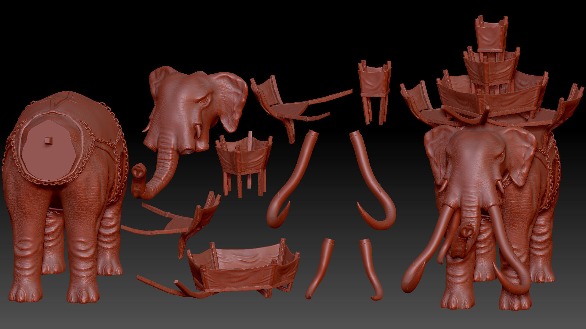 War Elephants - 3D Model by Buncic