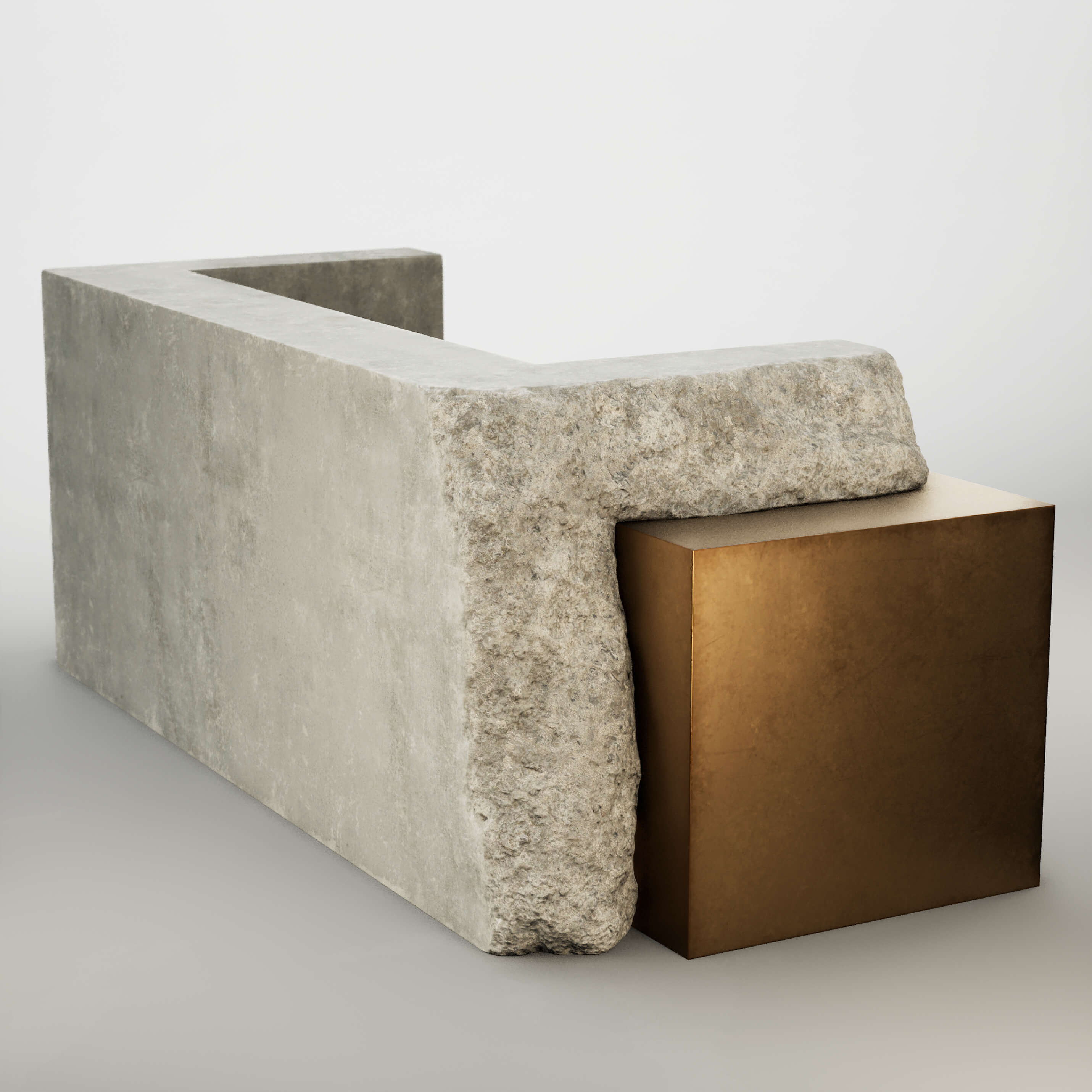 Reception Concrete Brass 3D Render, Digital Art by Buzoverov