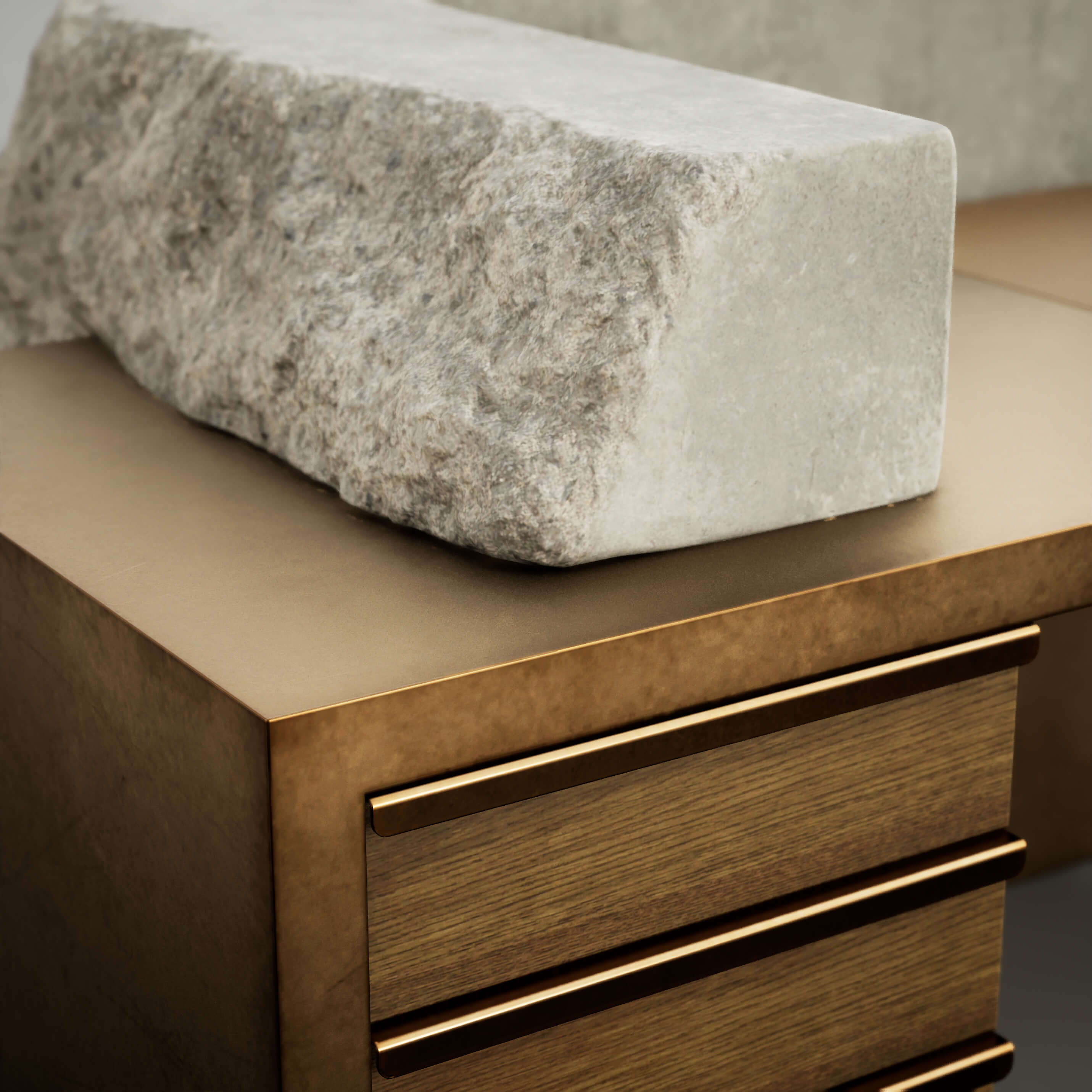 Reception Concrete Brass 3D Render, Digital Art by Buzoverov