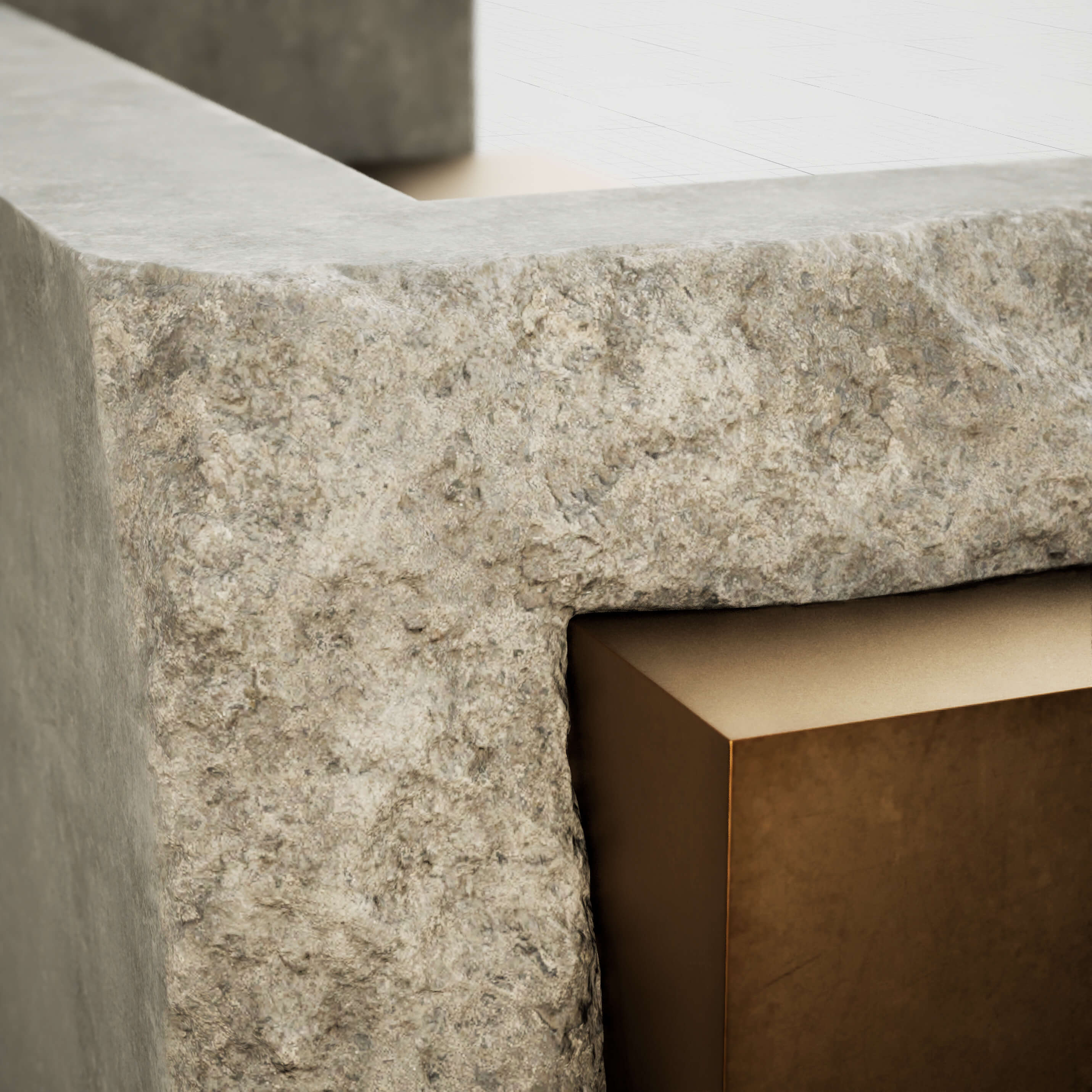 Reception Concrete Brass 3D Render, Digital Art by Buzoverov