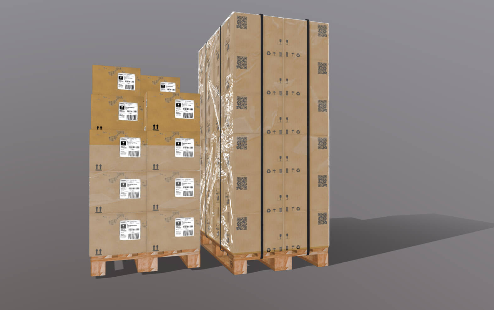 Pallets With Boxex - 3D Model by C-MES