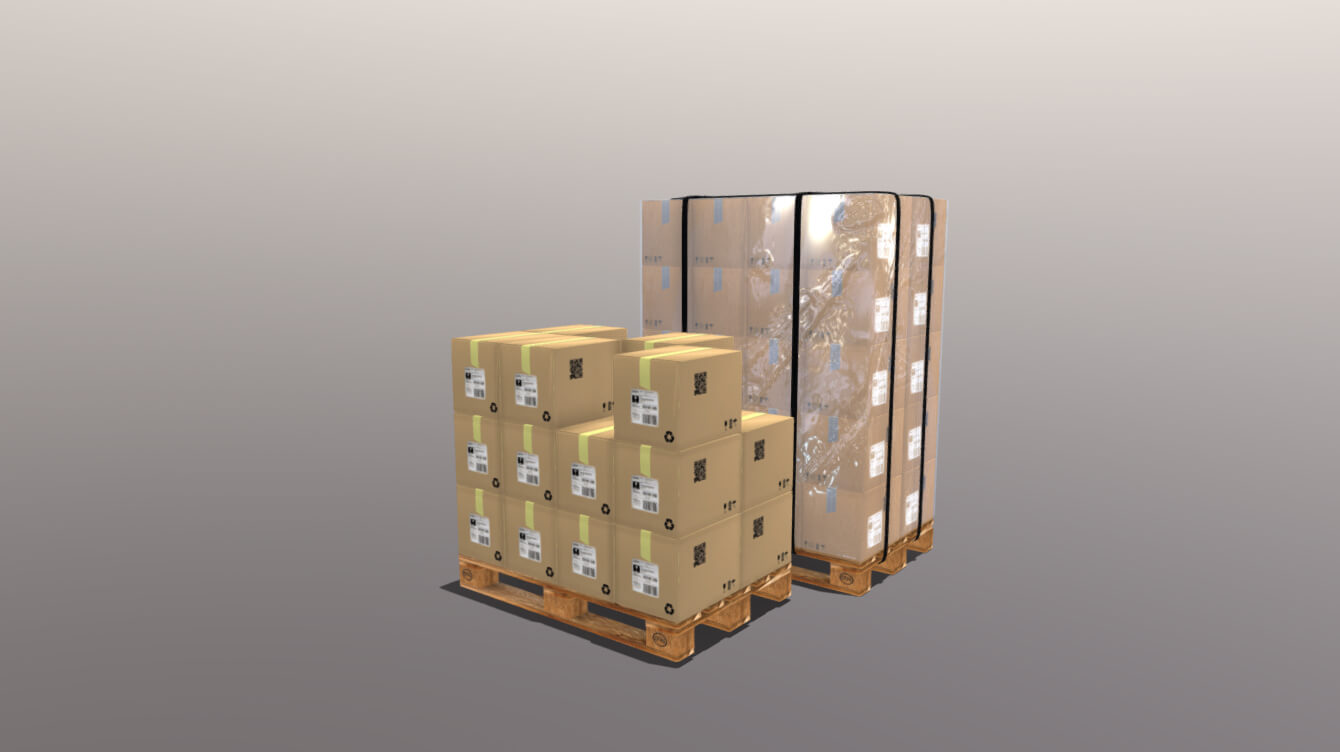 Pallets With Boxex - 3D Model by C-MES