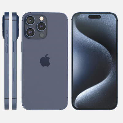 Apple iPhone 15 Pro Blue Titanium - 3D Model by Cactus3D