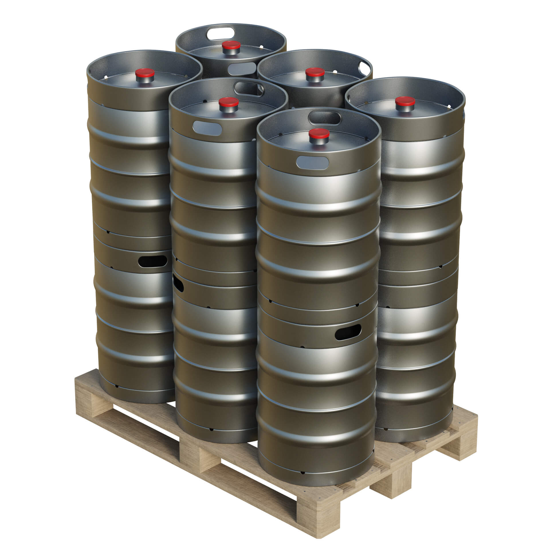 Beer Kegs on Wooden Pallet - 3D Model by Cactus3D