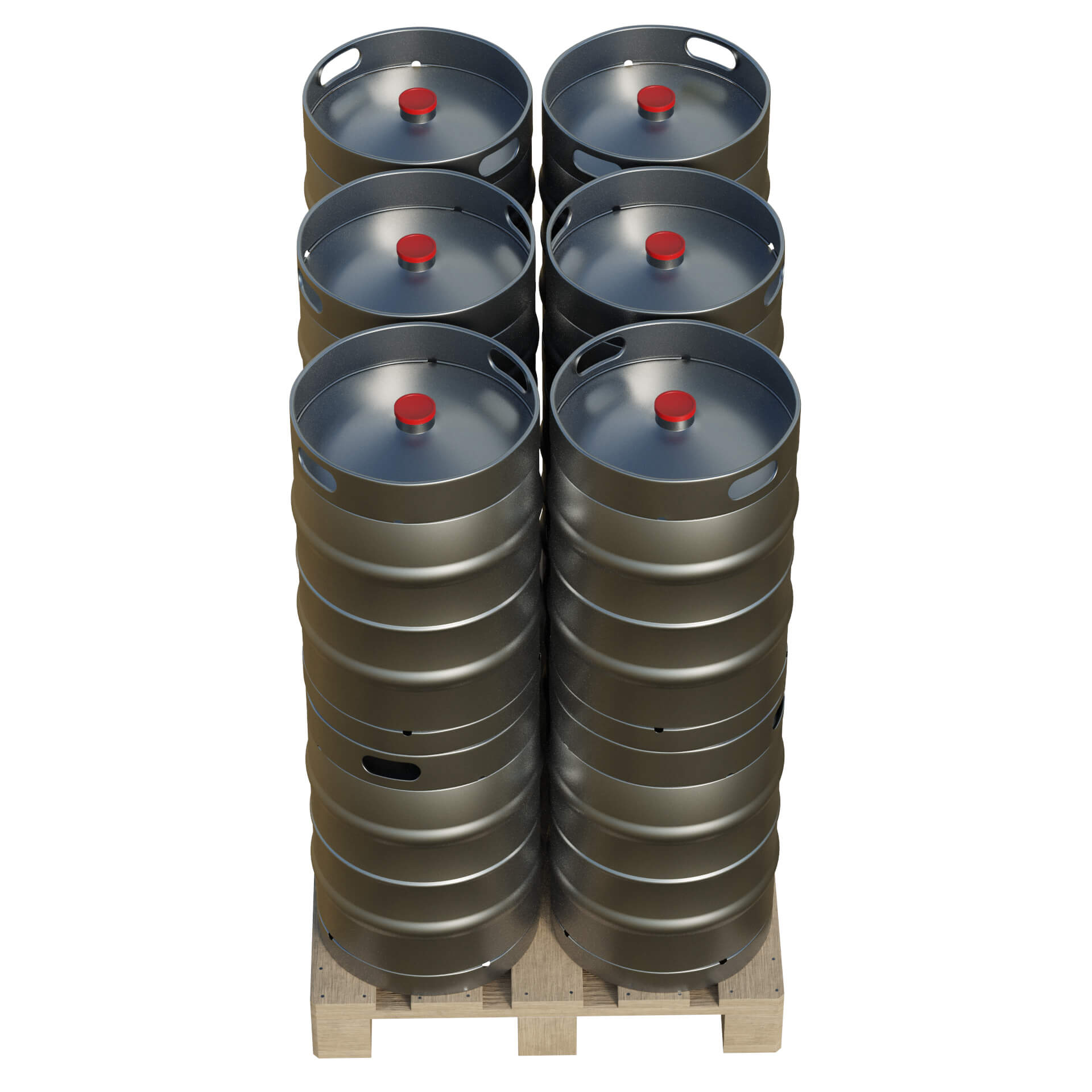 Beer Kegs on Wooden Pallet - 3D Model by Cactus3D