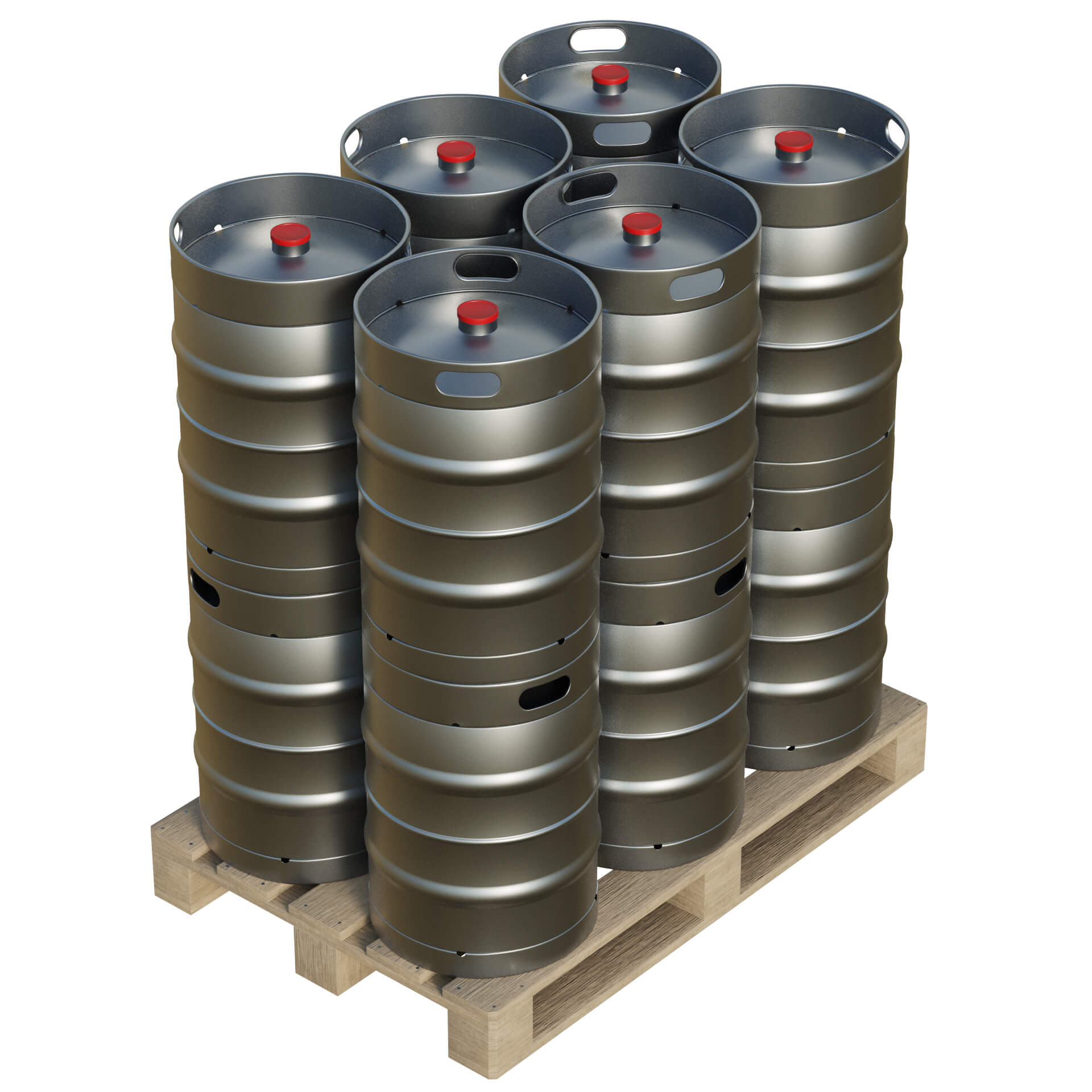 Beer Kegs on Wooden Pallet - 3D Model by Cactus3D