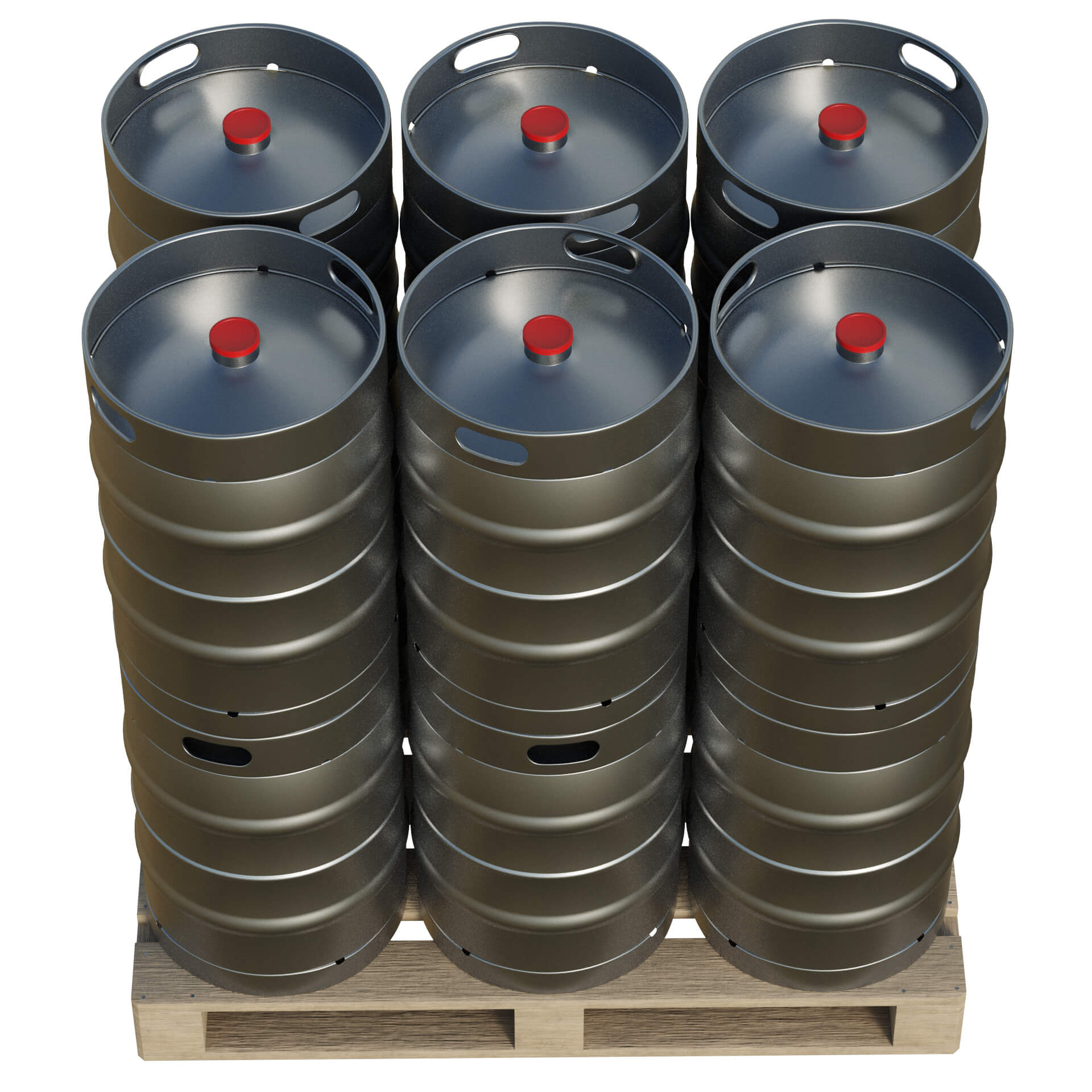 Beer Kegs on Wooden Pallet - 3D Model by Cactus3D