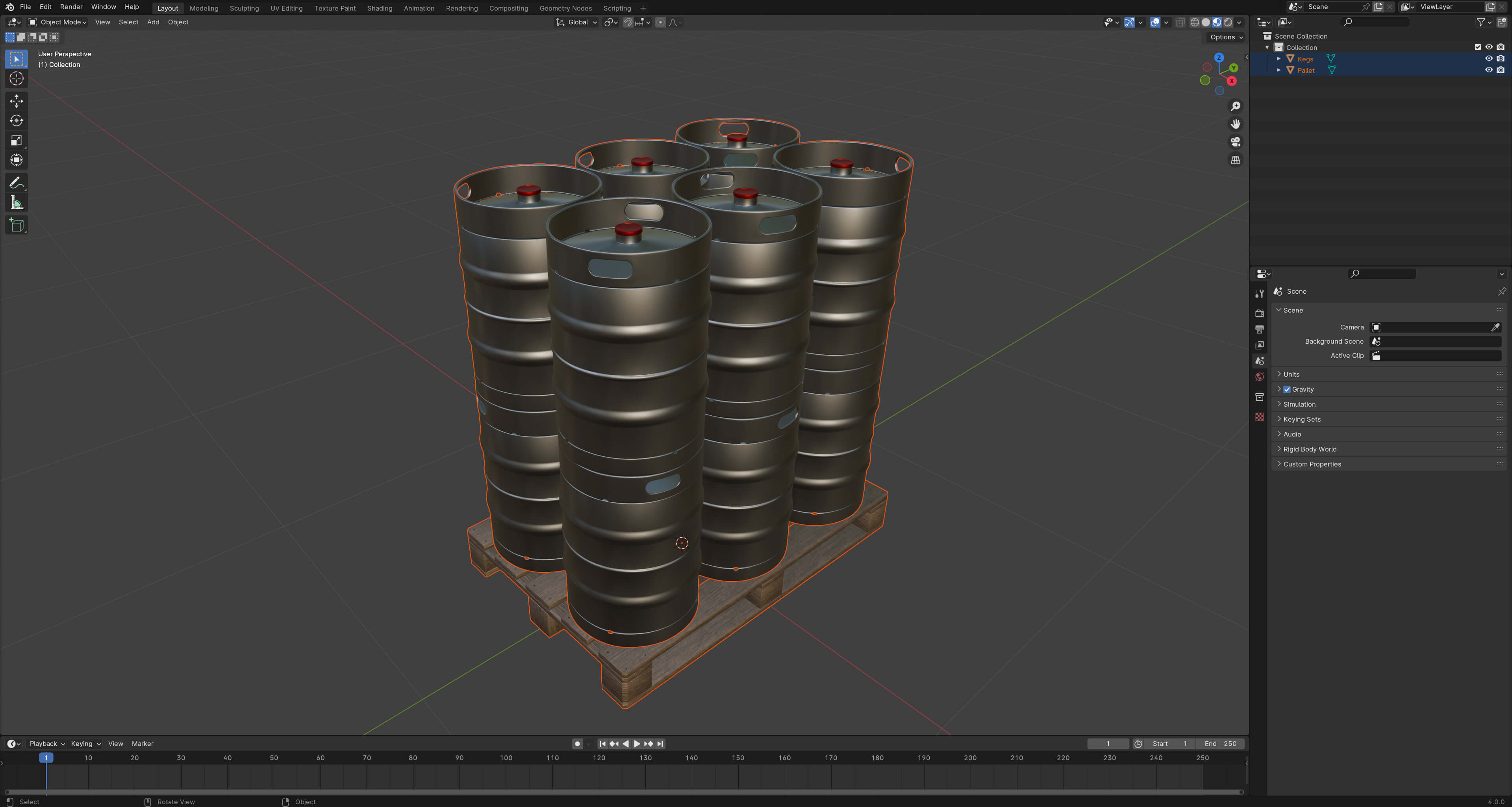 Beer Kegs on Wooden Pallet - 3D Model by Cactus3D