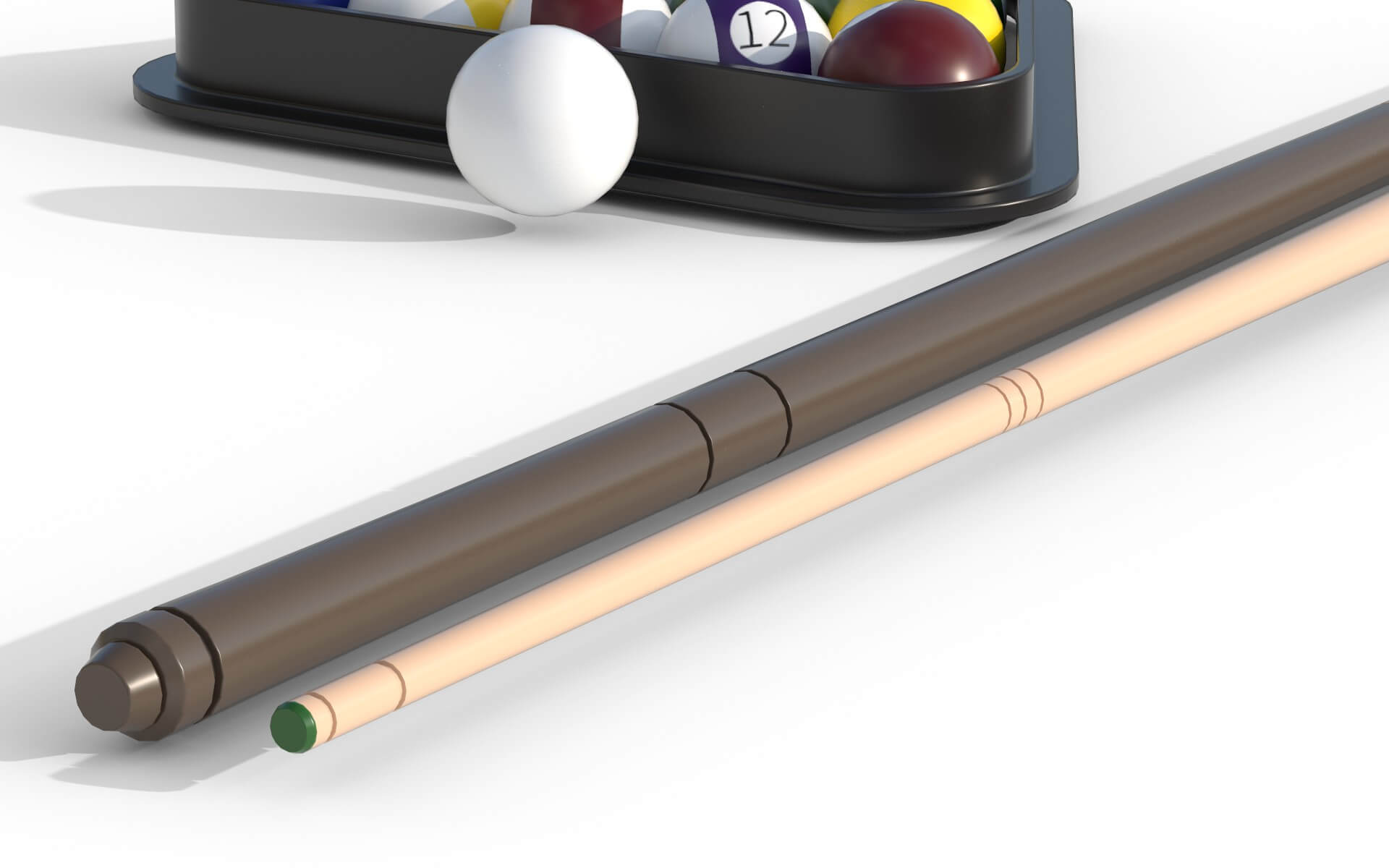 Billiards Balls and Cue Sticks - 3D Model by Cactus3D