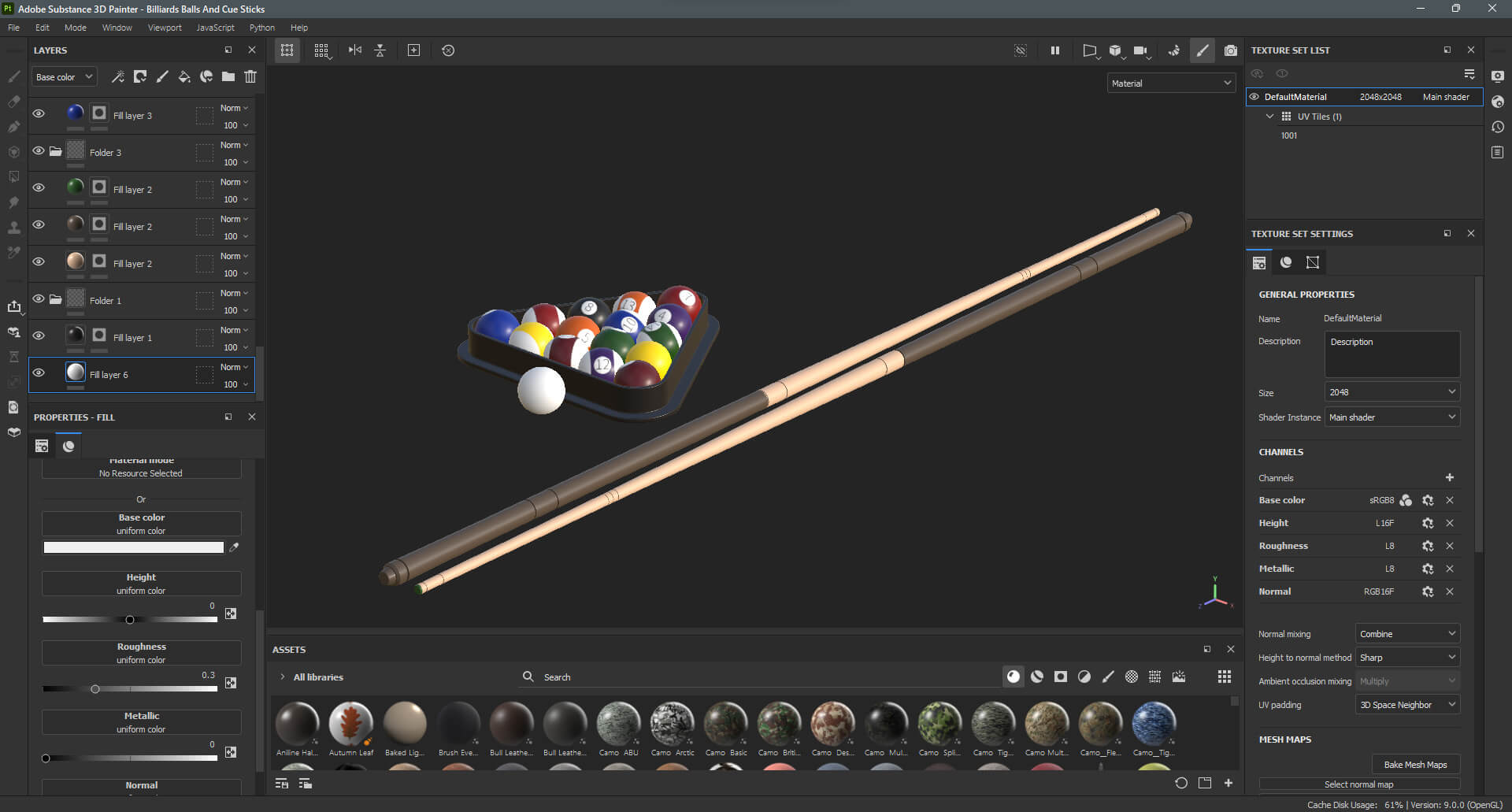 Billiards Balls and Cue Sticks - 3D Model by Cactus3D