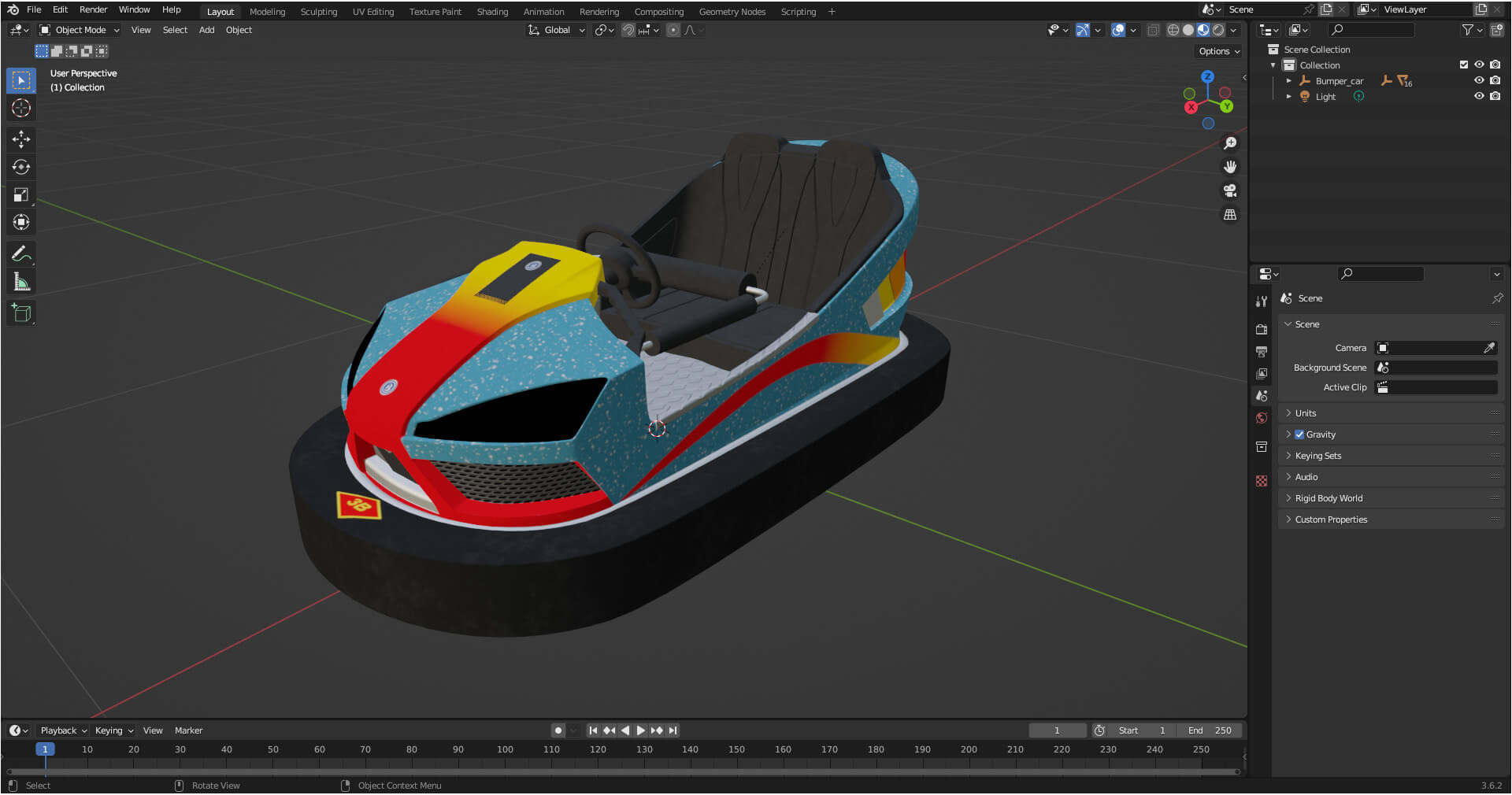 Bumper Car Blue - 3D Model by Cactus3D