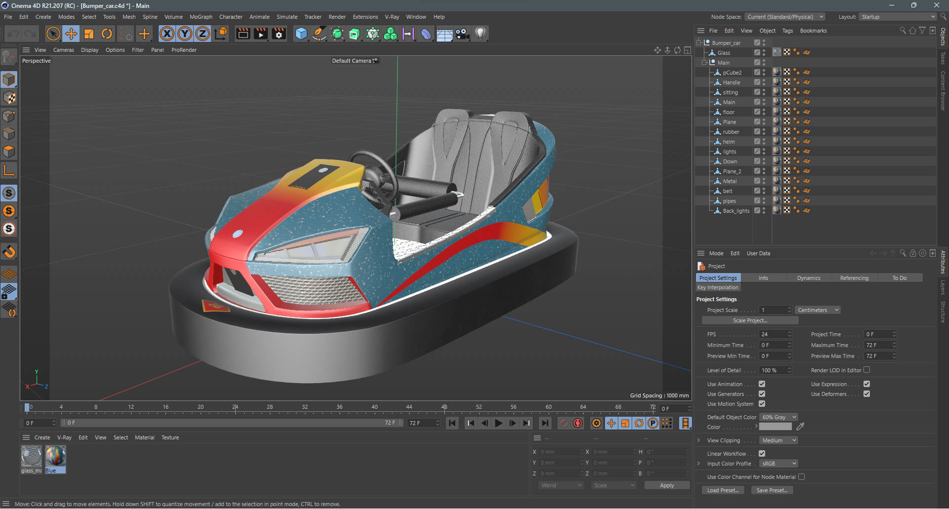 Bumper Car Blue - 3D Model by Cactus3D