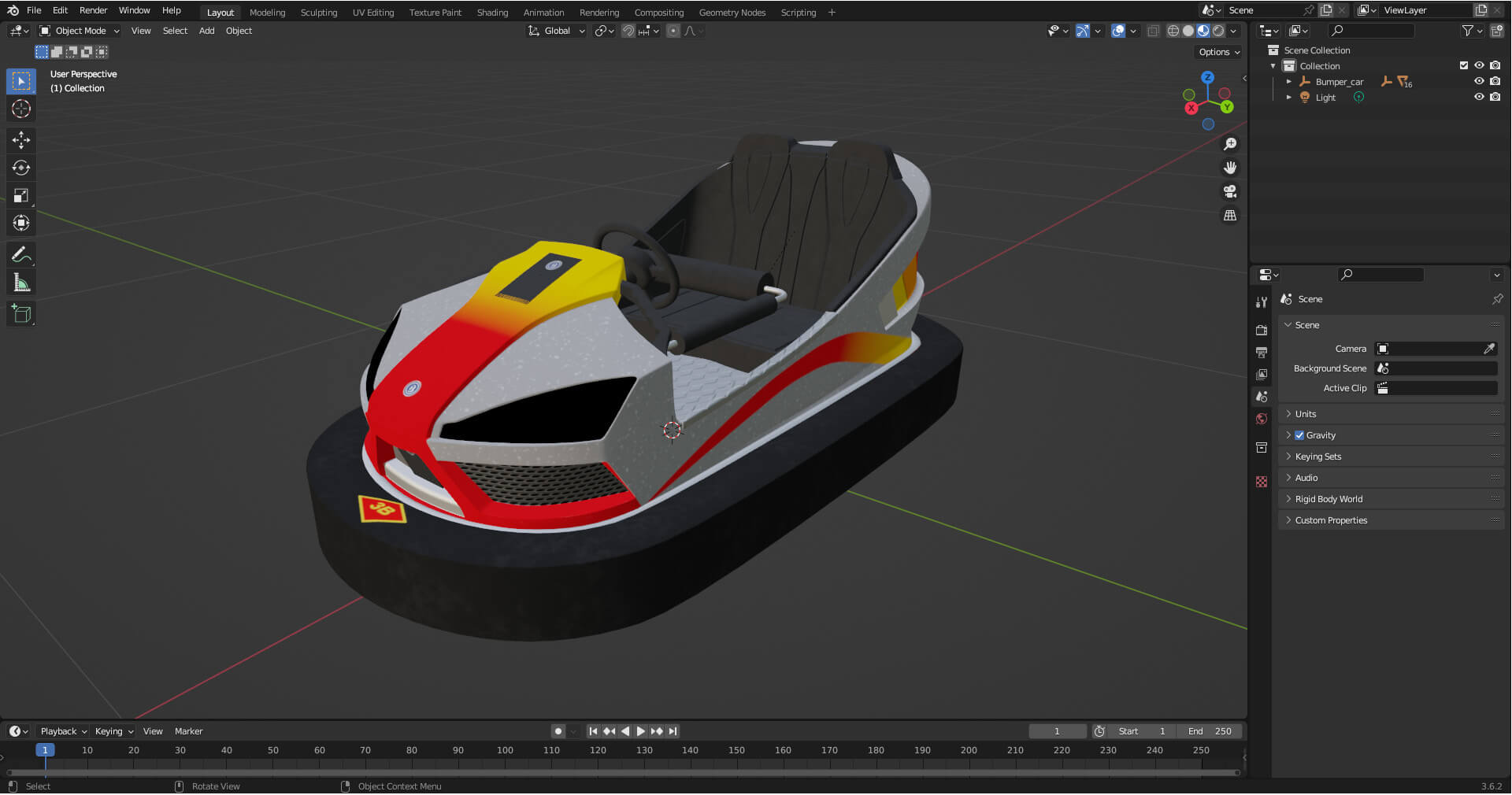 Bumper Car Gray - 3D Model by Cactus3D