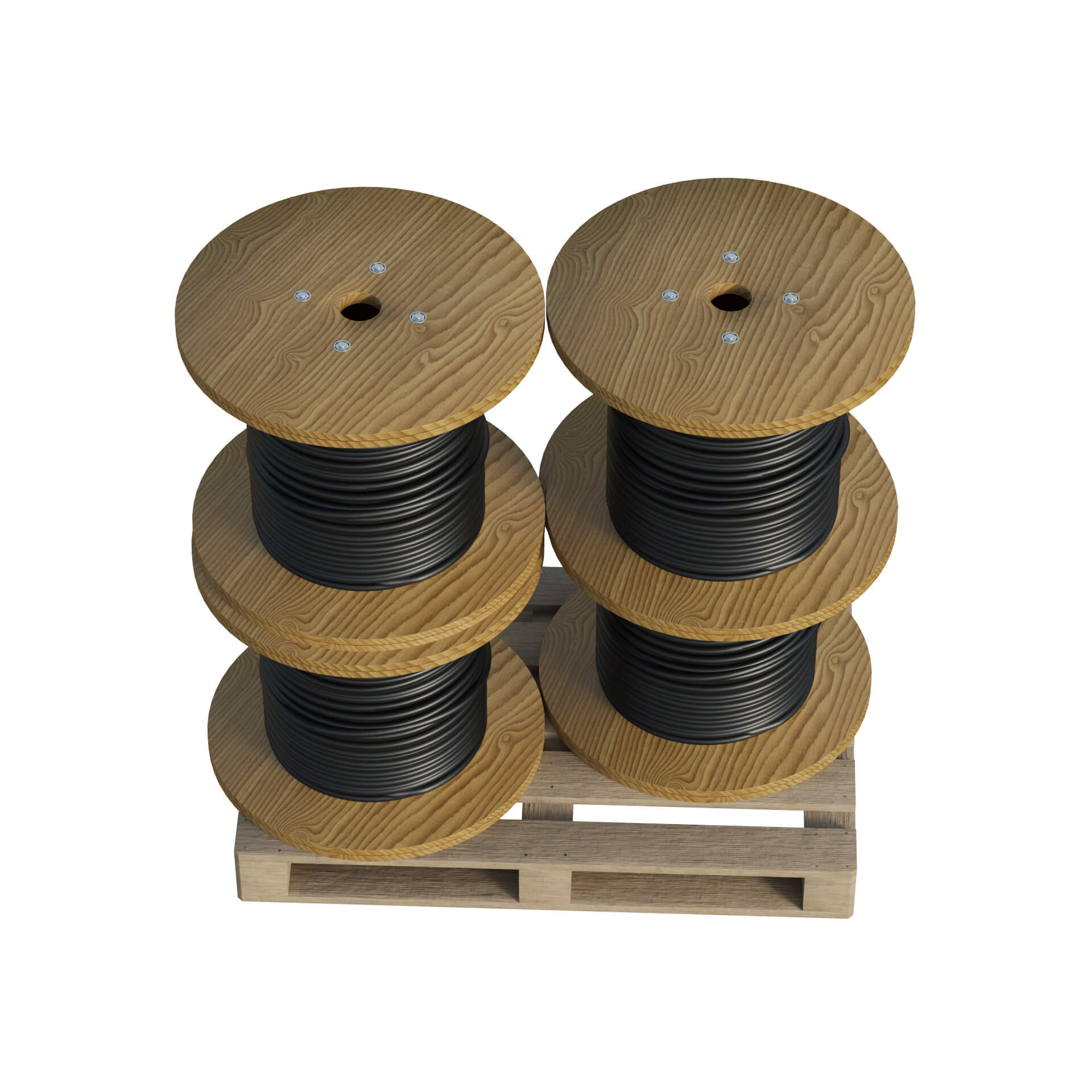 Cable Reel Drums on Wooden Pallet - 3D Model by Cactus3D