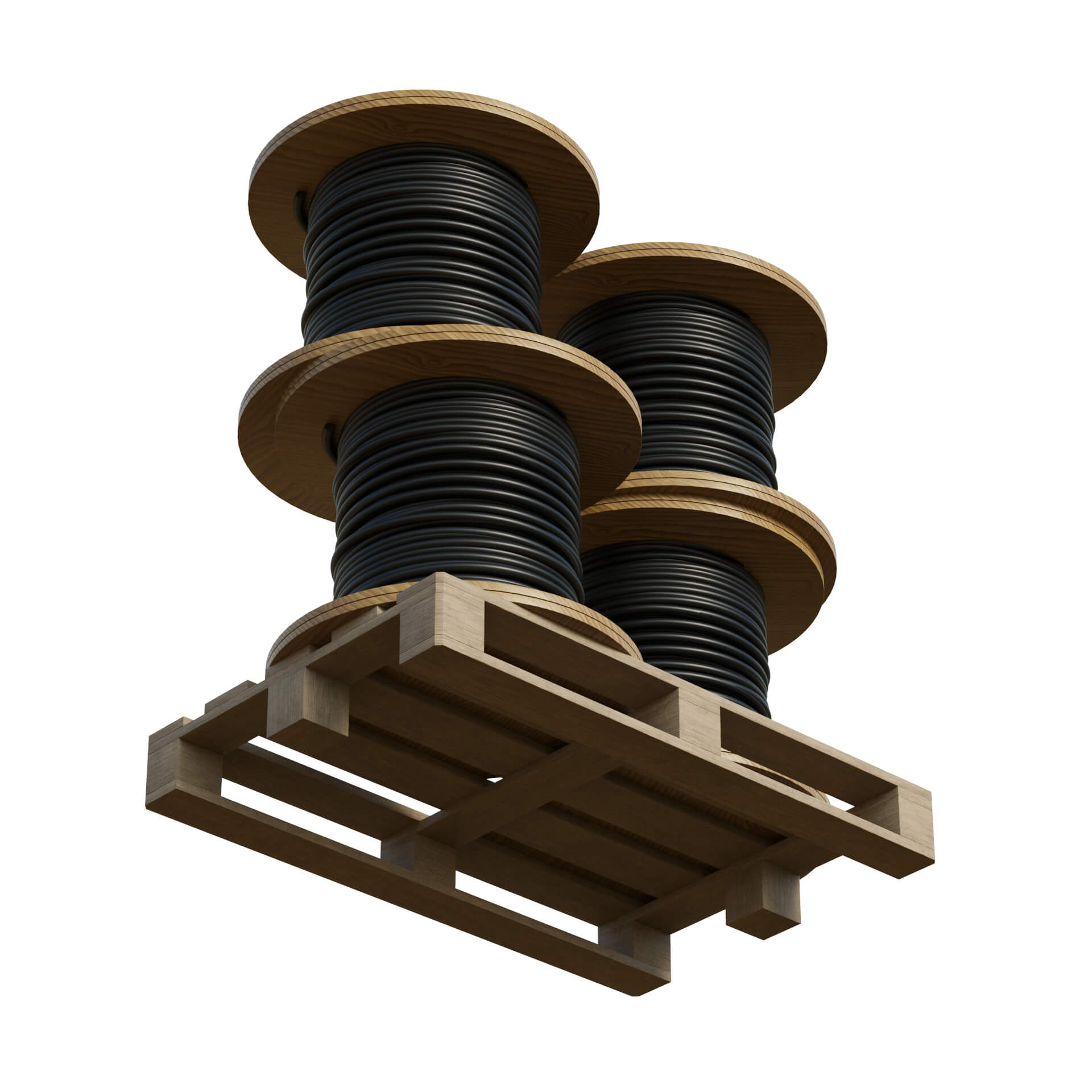 Cable Reel Drums on Wooden Pallet - 3D Model by Cactus3D