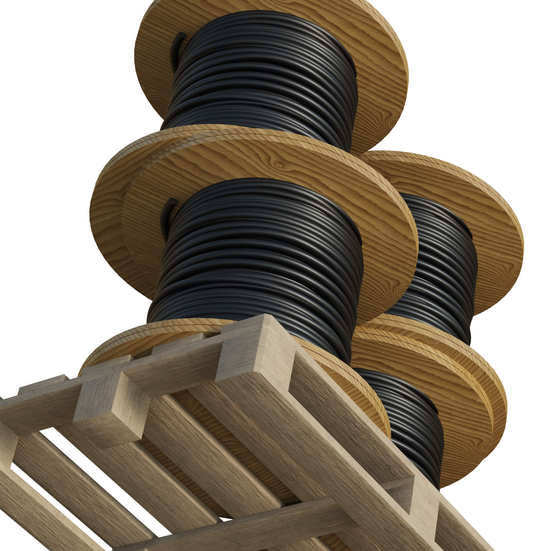 Cable Reel Drums on Wooden Pallet - 3D Model by Cactus3D