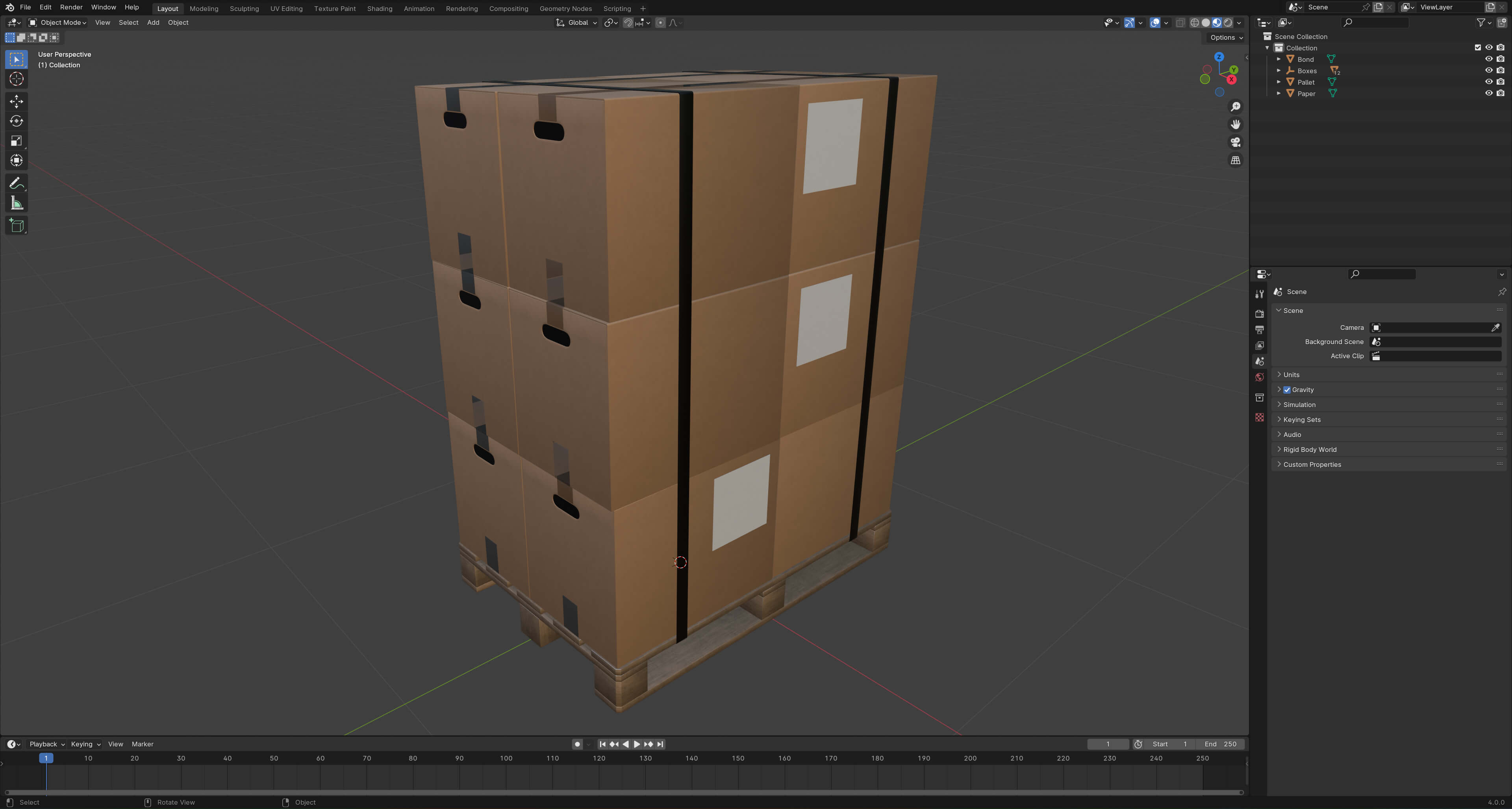Cardboard Boxes on Pallet - 3D Model by Cactus3D