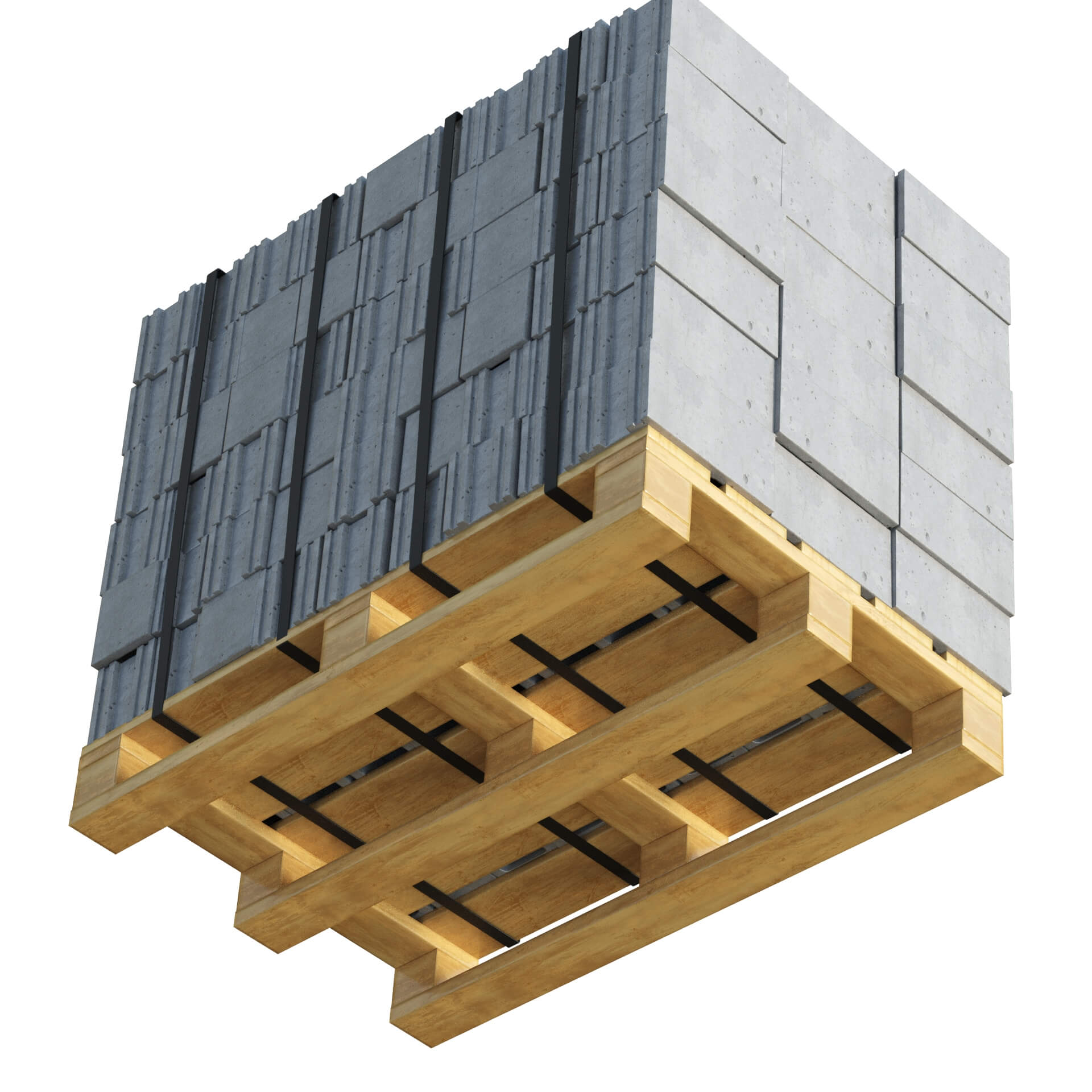 Cinder Blocks Stacked on Pallet - 3D Model by Cactus3D