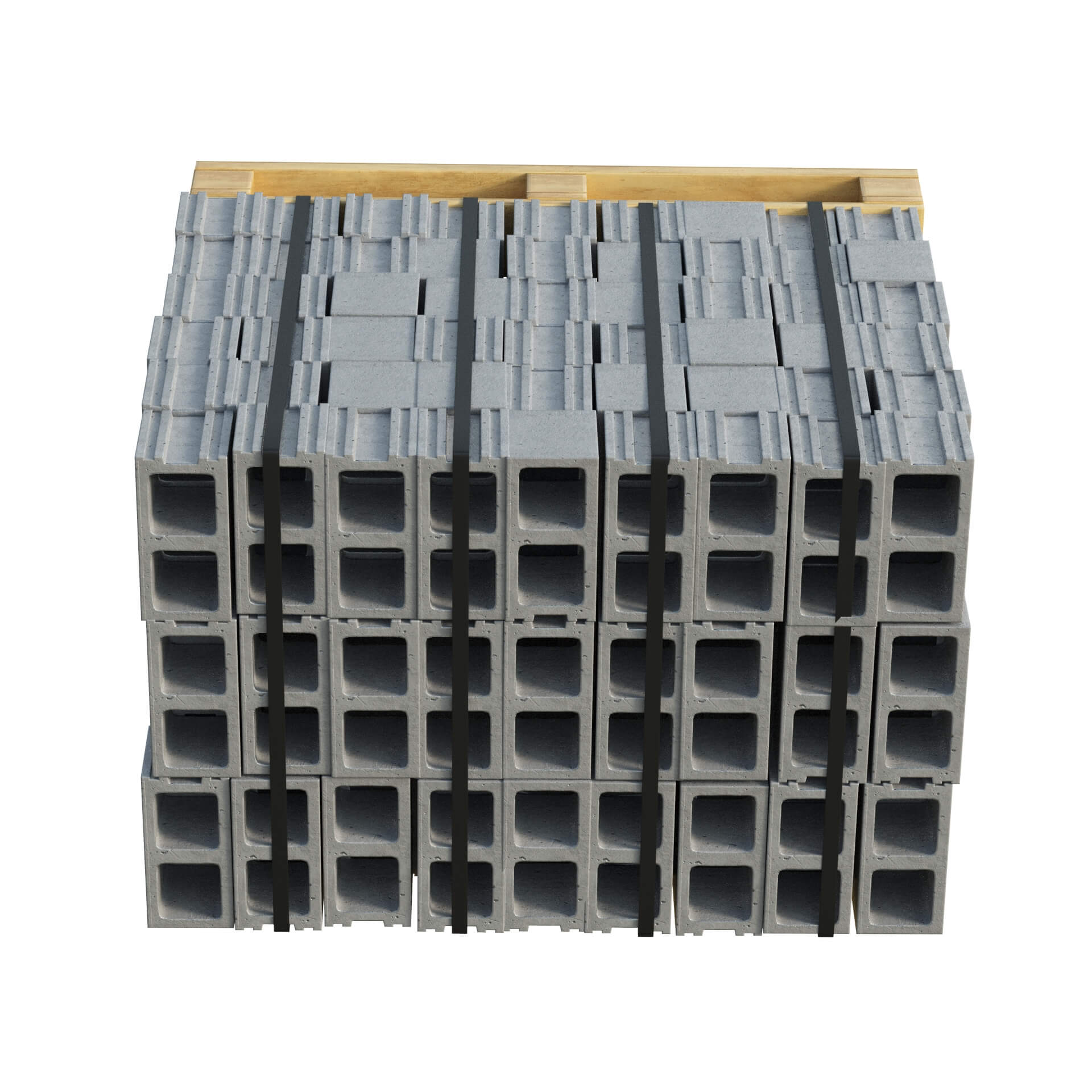 Cinder Blocks Stacked on Pallet - 3D Model by Cactus3D
