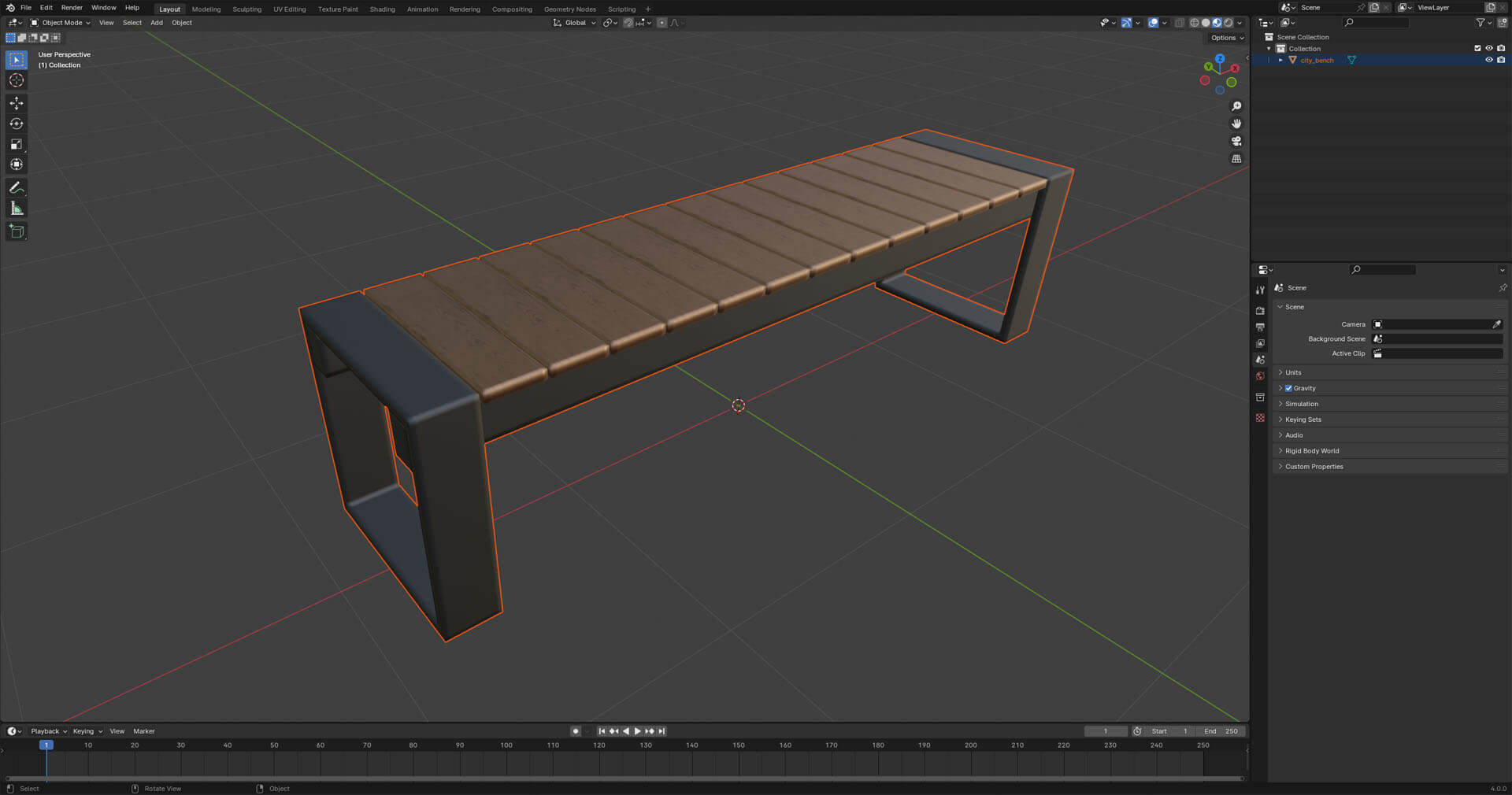 City Bench 01 - 3D Model by Cactus3D