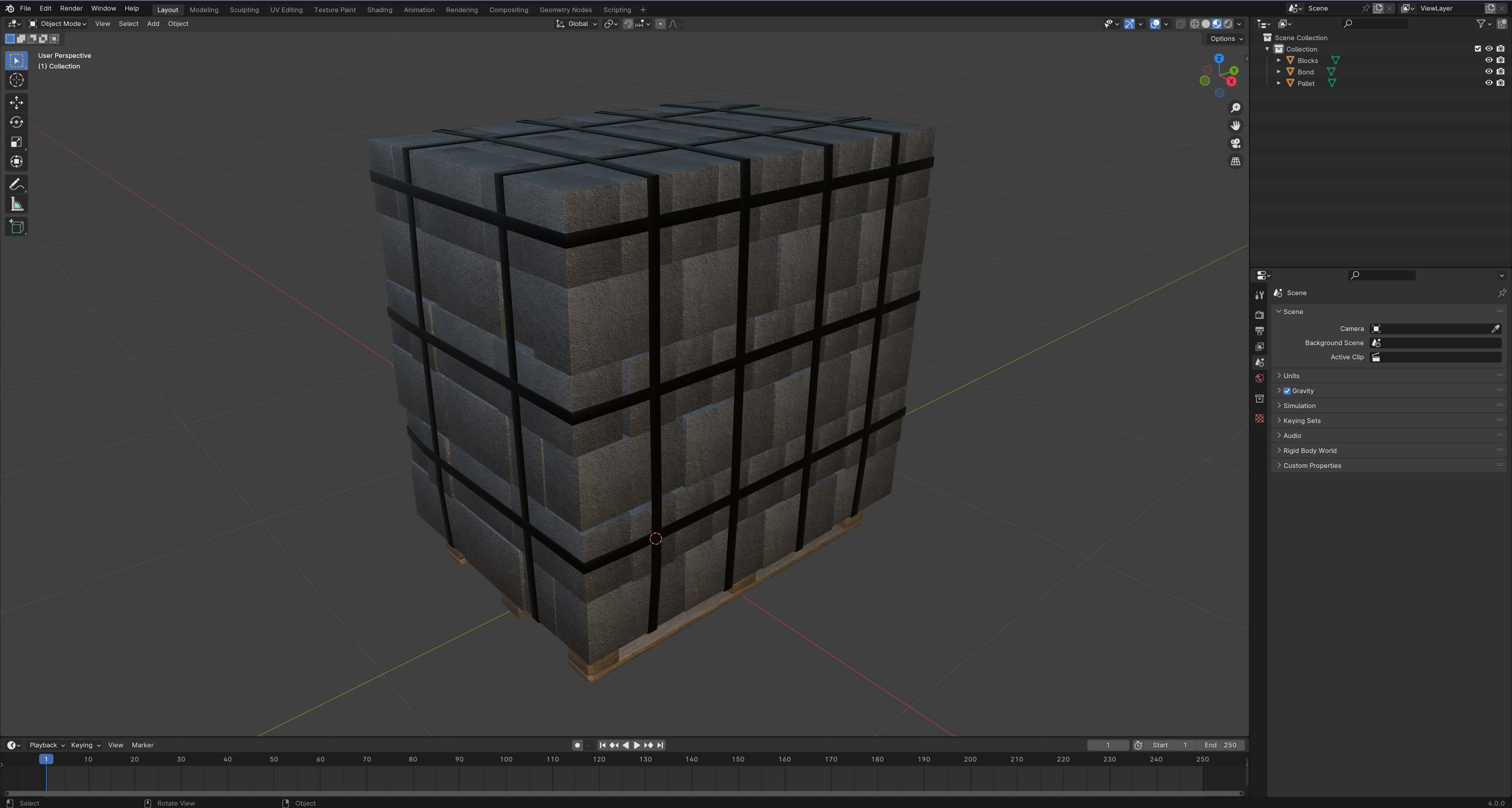 Concrete Blocks on Wood Pallet - 3D Model by Cactus3D