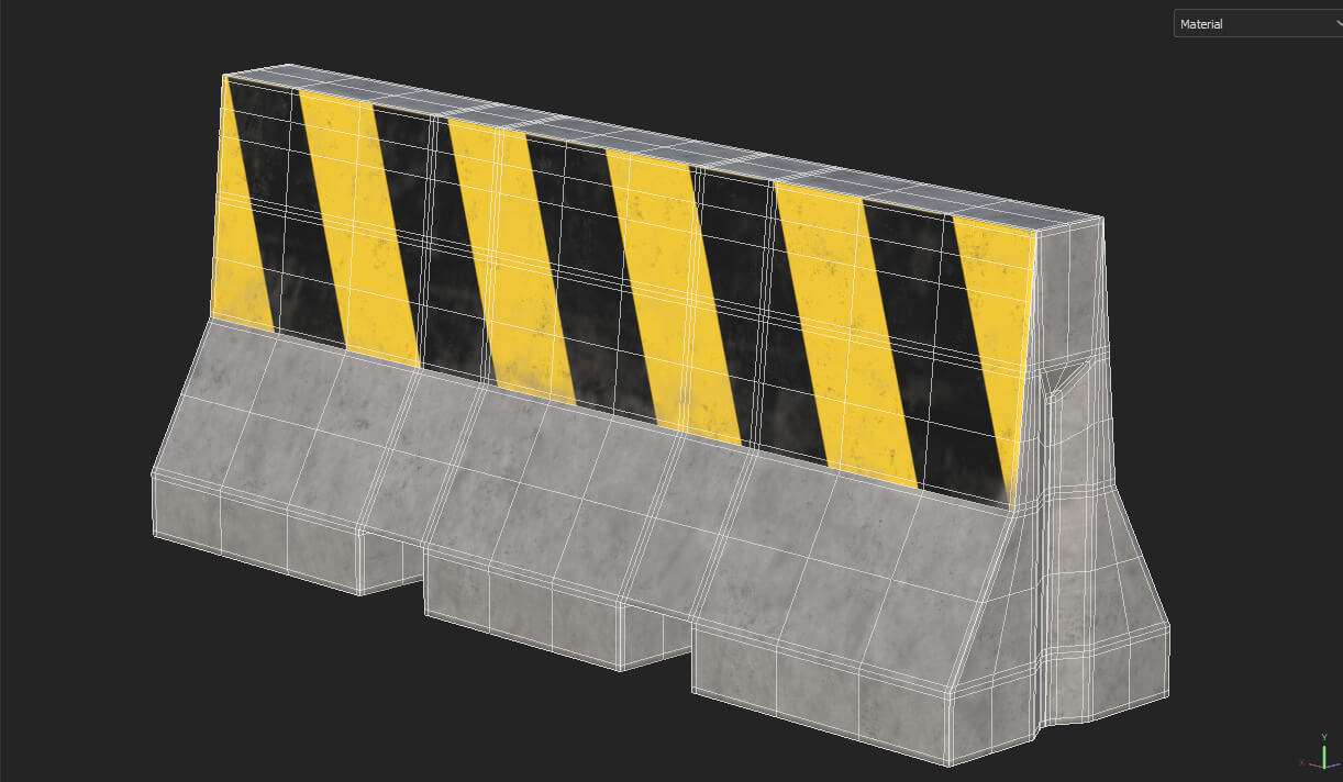 Concrete Traffic Barrier - 3D Model by Cactus3D