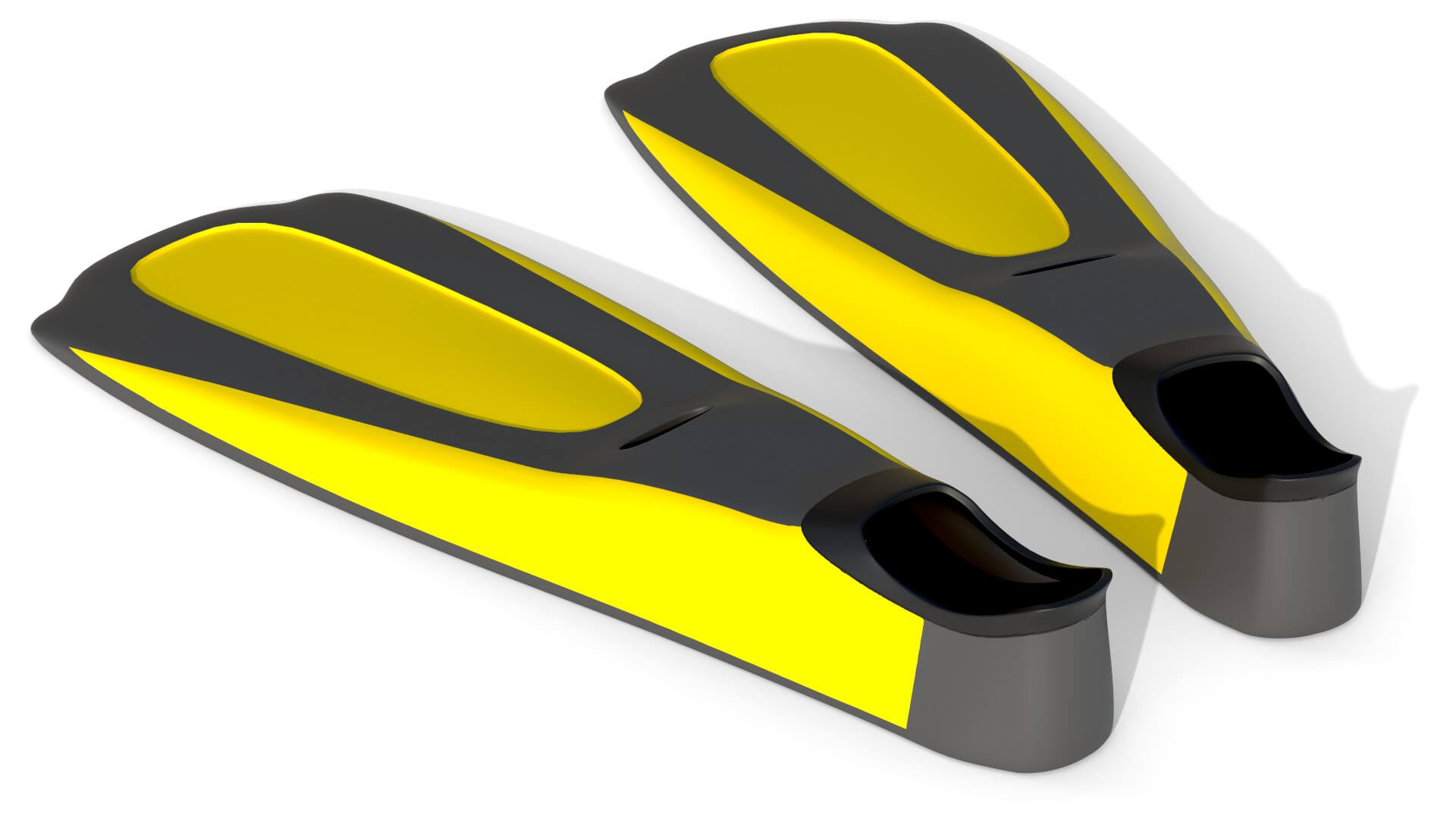 Dive Flippers Yellow - 3D Model by Cactus3D