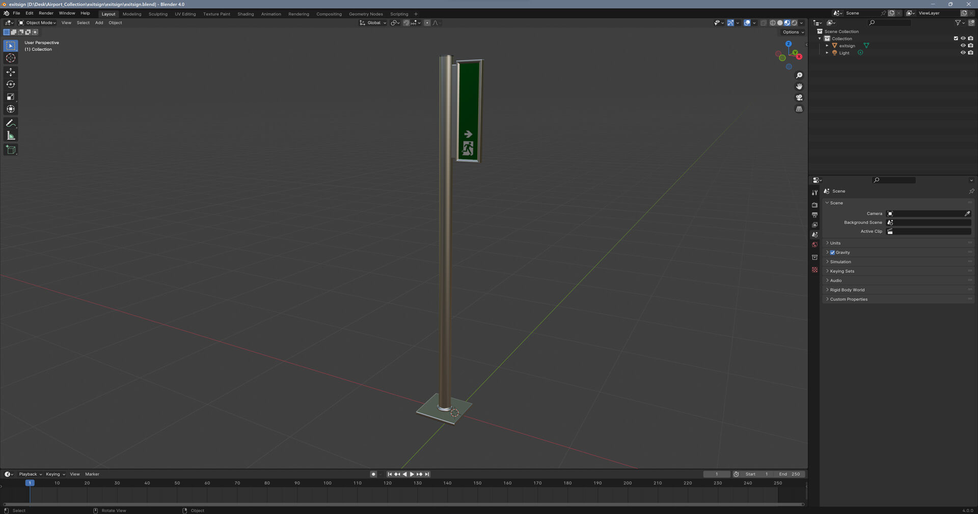 Airoport's Exit Sign - 3D Model by Cactus3D