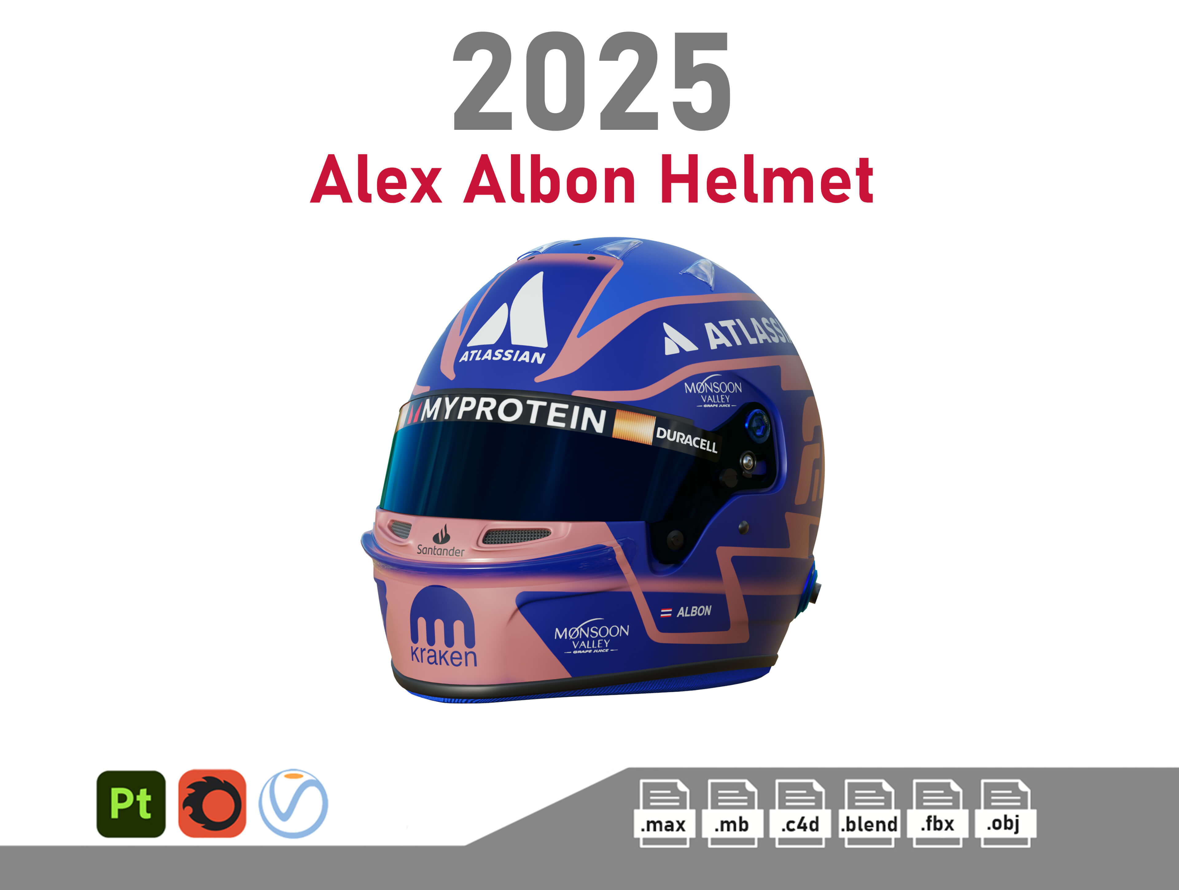 F1 Alex Albon Helmet 2025 - 3D Model by Cactus3D